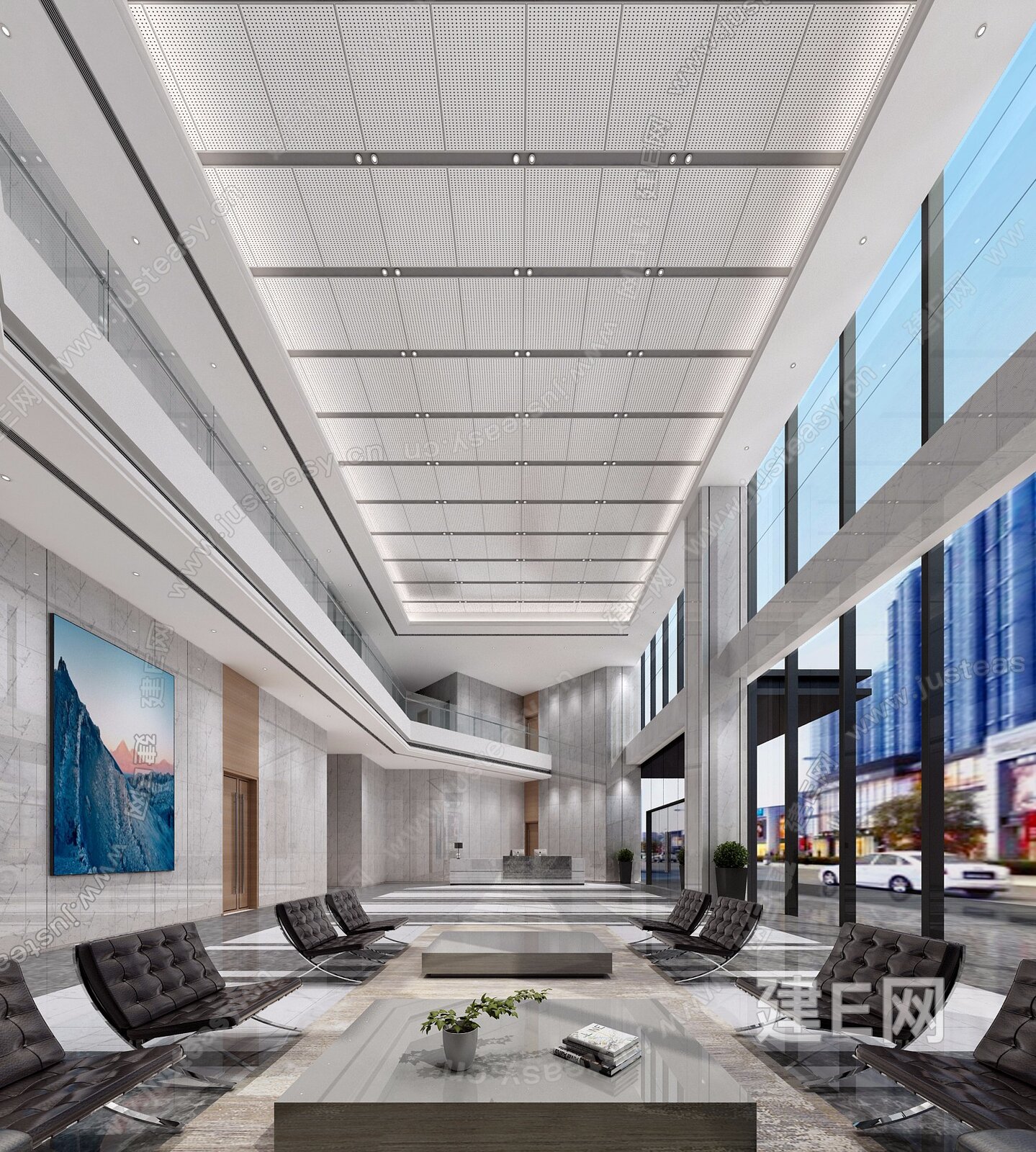 【现代办公大厅3d模型】建e网现代办公大厅3d模型下载 Id116671148 打造3d现代办公大厅模型免费下载平台