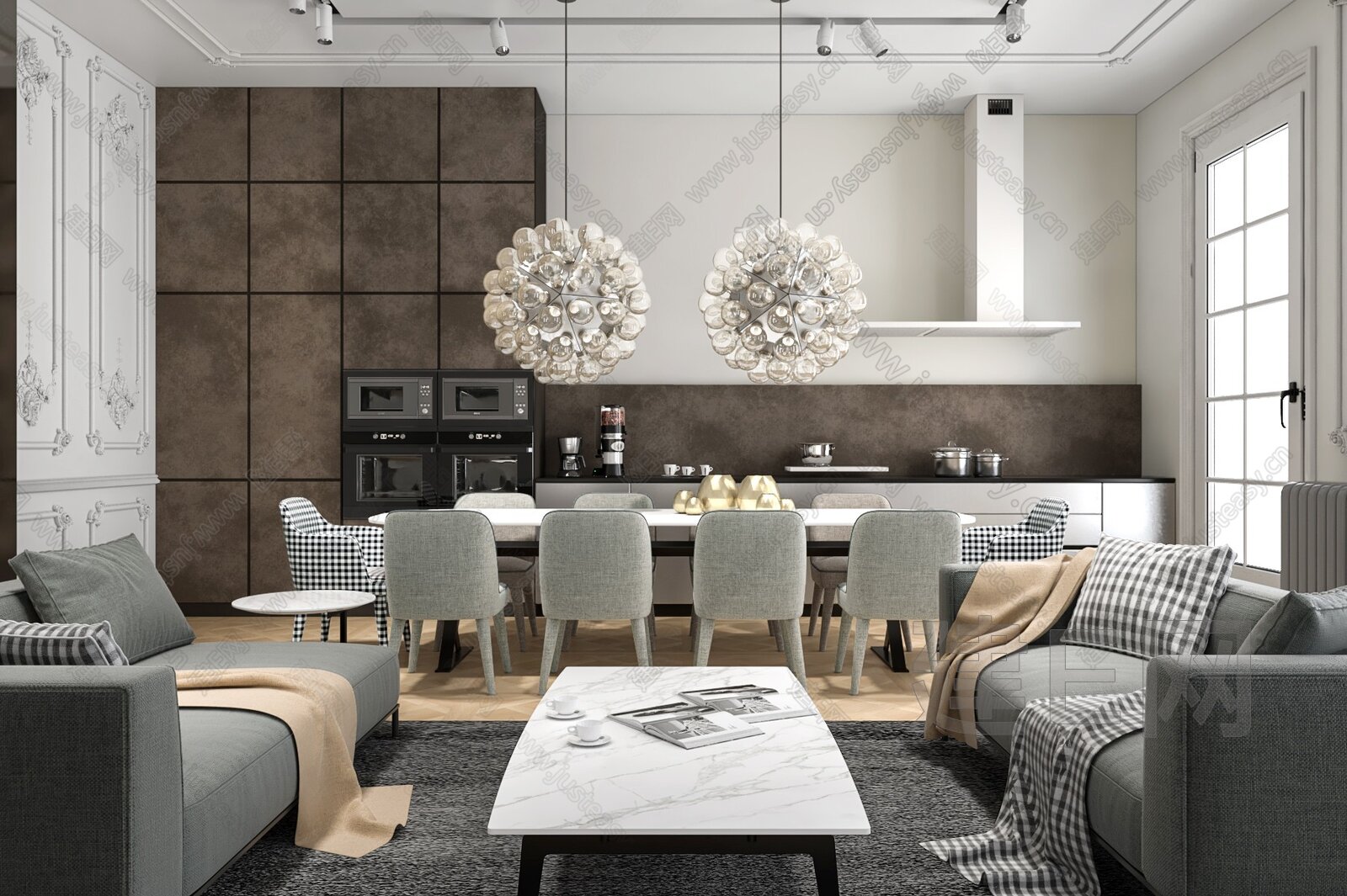 【乌克兰 Diff-Studio设计 巴黎中心公寓客餐厅3d模型】建E网_乌克兰 Diff-Studio设计 巴黎中心公寓客餐厅3d模型下载[ID:112870787]_打造3d乌克兰 ...