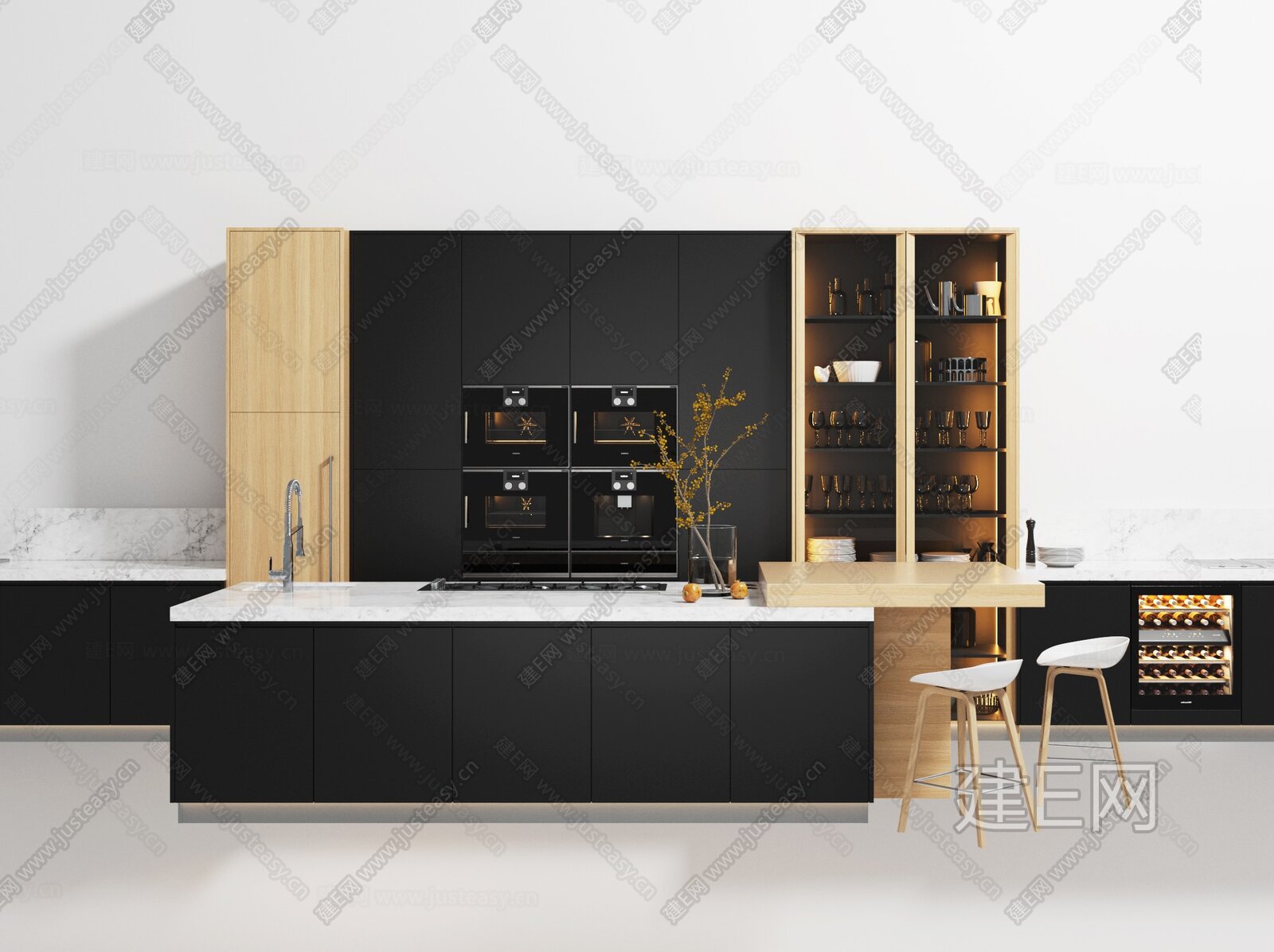 Piliform 现代橱柜模型SU模型下载[ID:102255605]_建e网su模型