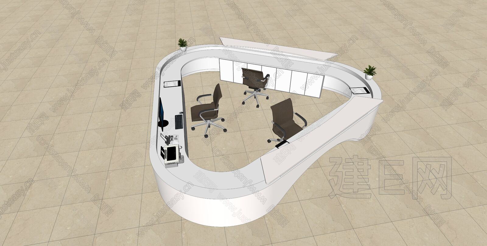 现代商场服务台-sketchup模型_sketchup模型库_建E室内设计网!