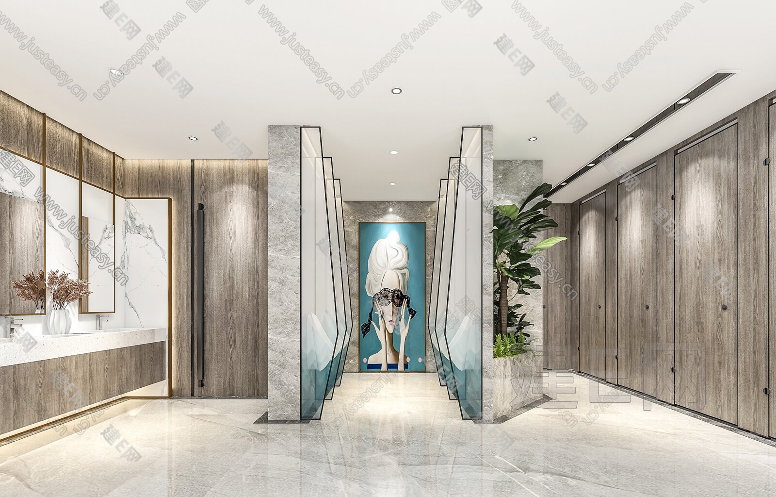 现代公共卫生间模型SU模型下载[ID:116017441]_建e网su模型