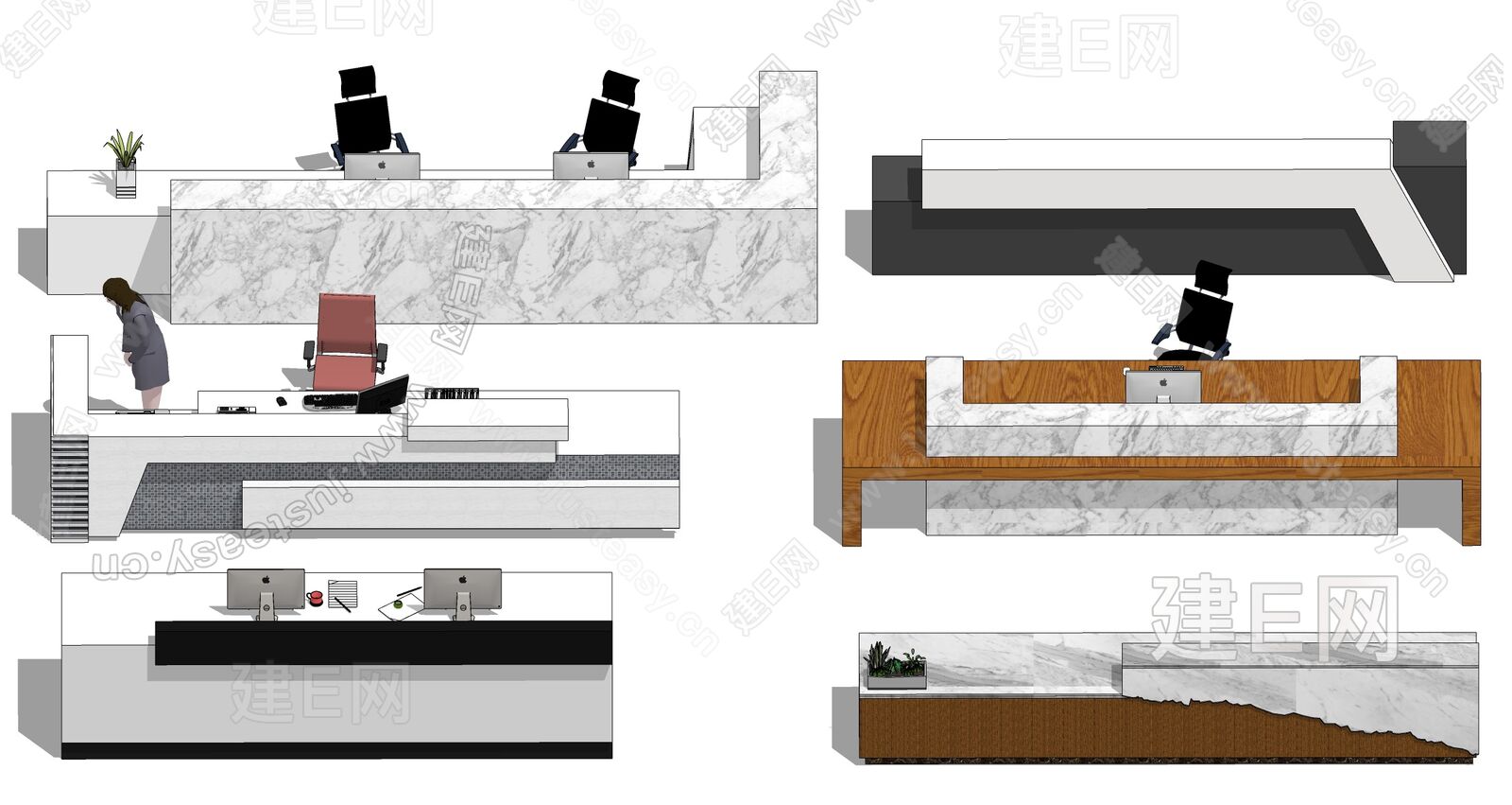 现代服务台模型SU模型下载[ID:104940139]_建e网su模型