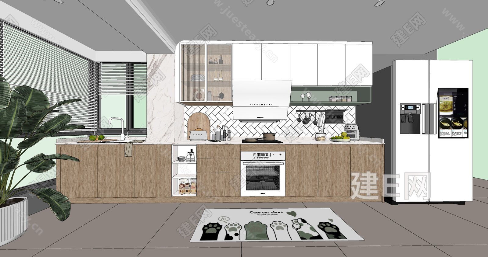北欧厨房模型SU模型下载[ID:108546015]_建e网su模型
