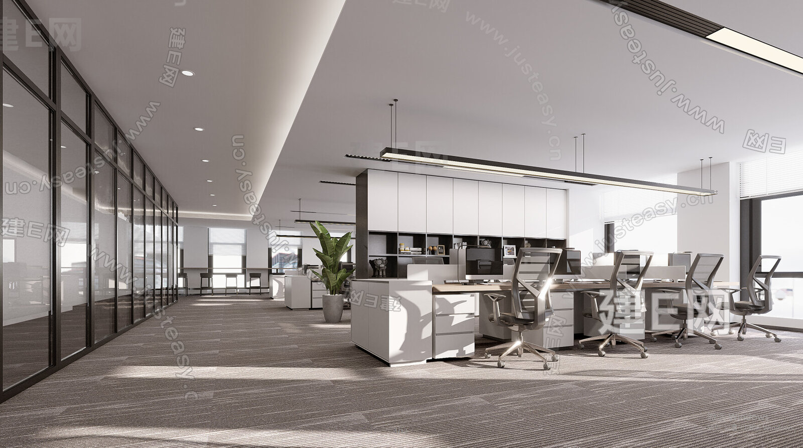 【现代开放办公区3d模型】建e网现代开放办公区3d模型下载 Id102845981 打造3d现代开放办公区模型免费下载平台