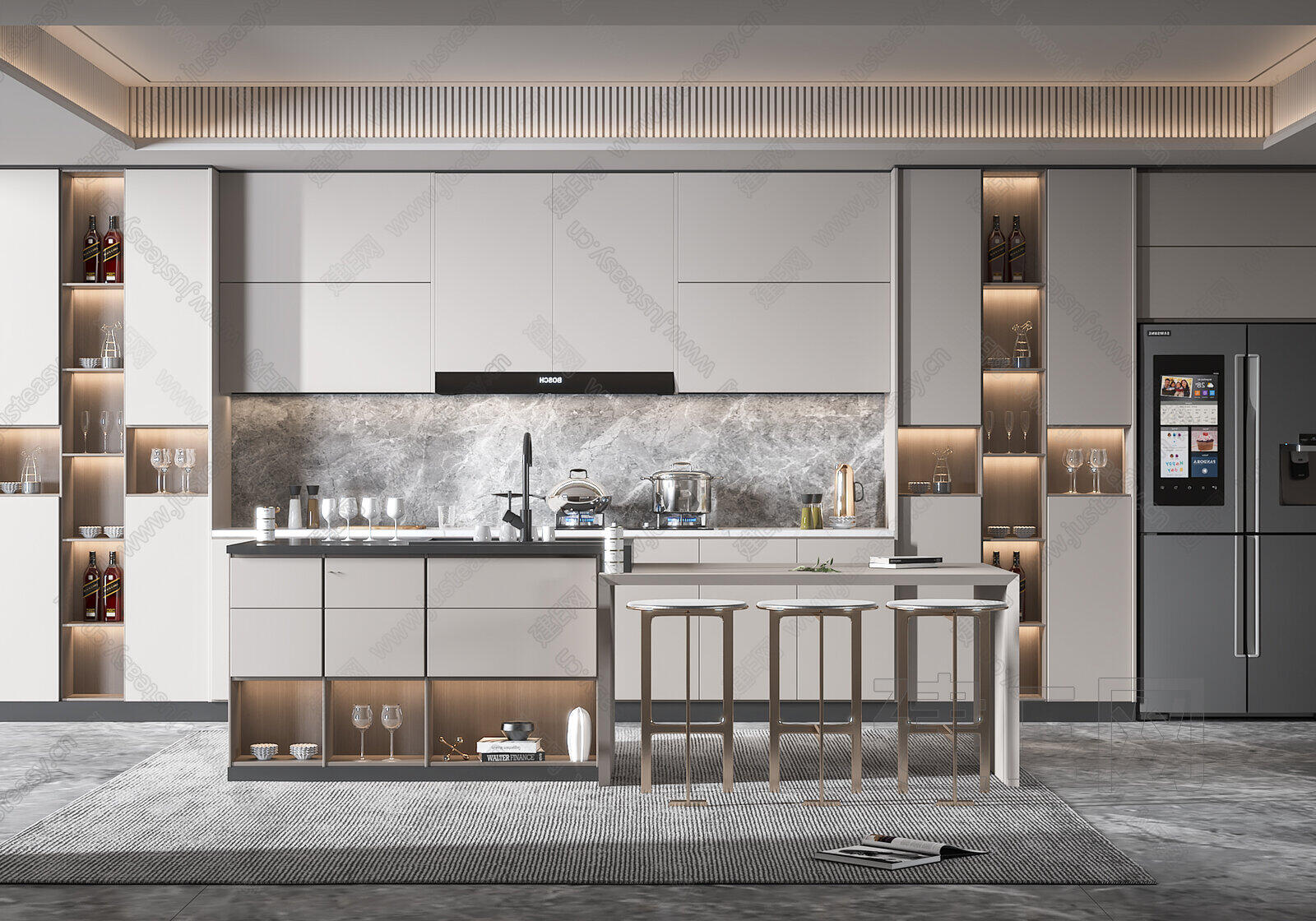【现代开放式厨房3d模型】建e网现代开放式厨房3d模型下载 Id110186143 打造3d现代开放式厨房模型免费下载平台