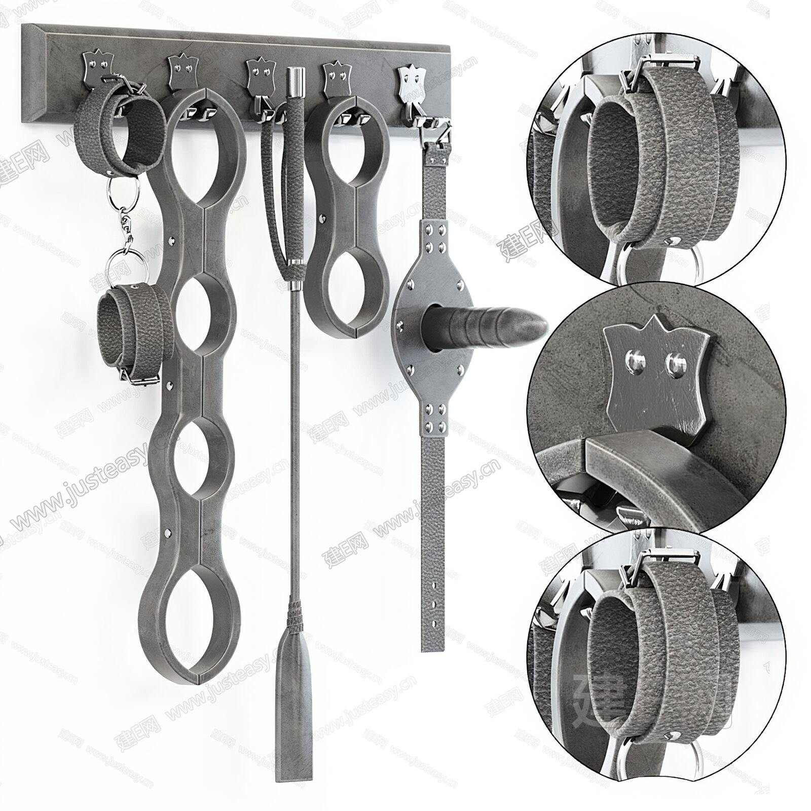 现代手铐3d模型下载[ID:106582275]_建e网3d模型