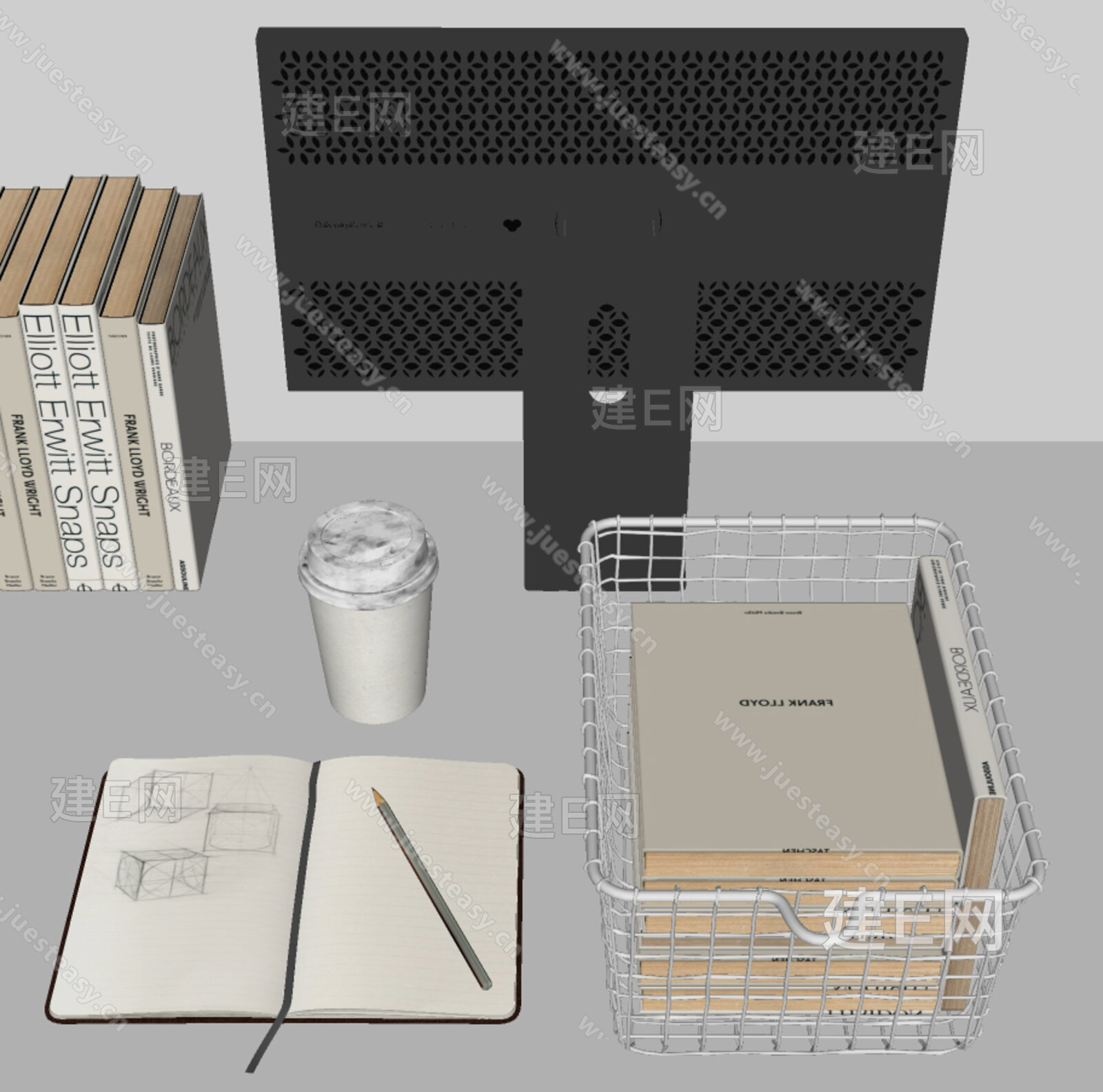 Schelbach 现代书本摆件模型SU模型下载[ID:110184223]_建e网su模型