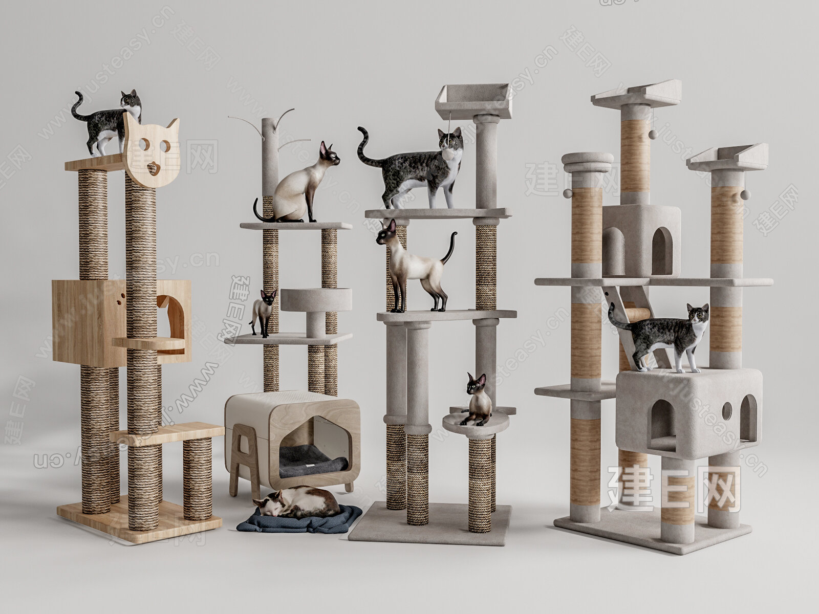 【现代猫爬架3d模型】建e网现代猫爬架3d模型下载 Id108286463 打造3d现代猫爬架模型免费下载平台