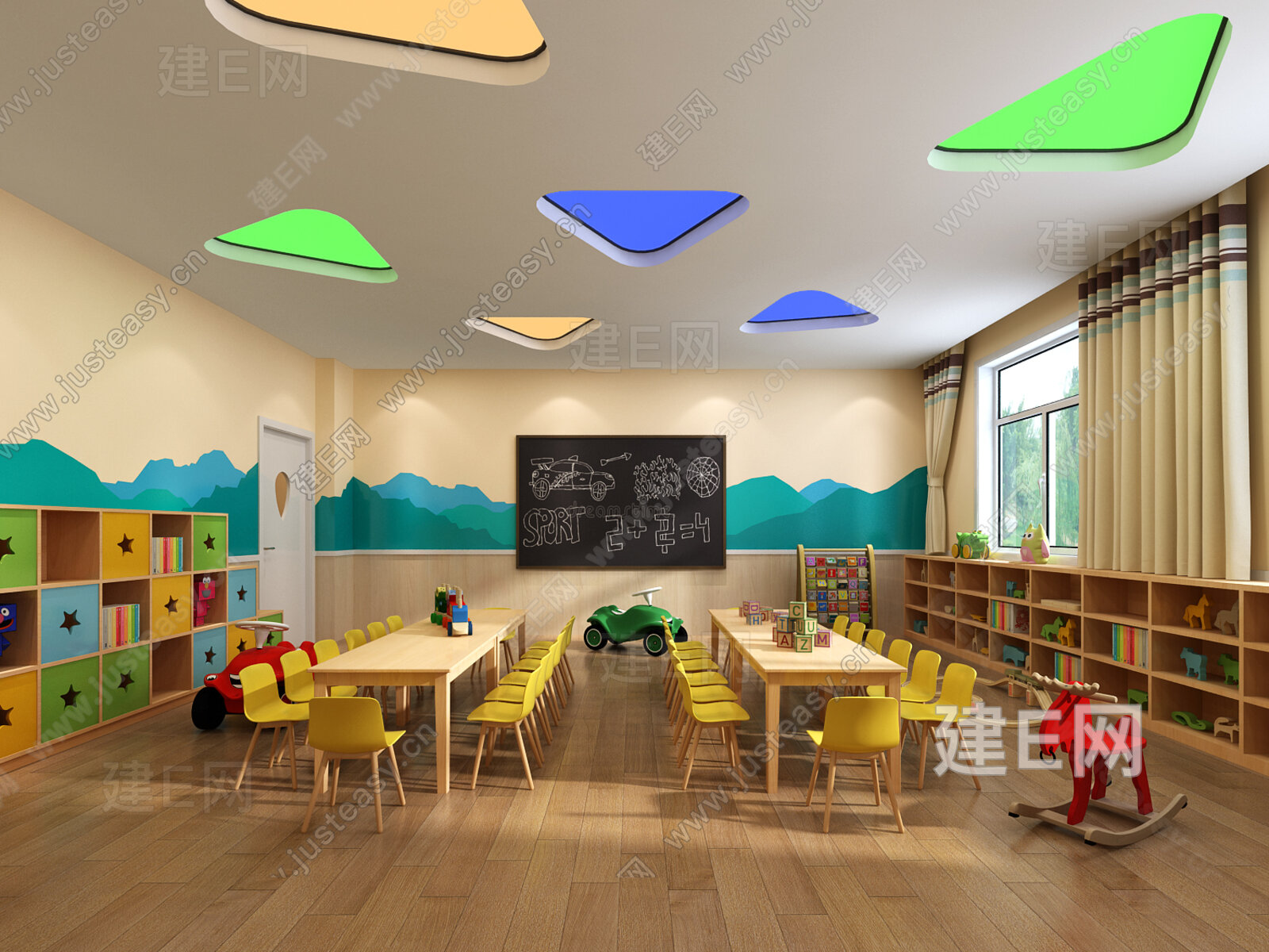 【现代幼儿园教室3d模型】建e网现代幼儿园教室3d模型下载 Id102846883 打造3d现代幼儿园教室模型免费下载平台