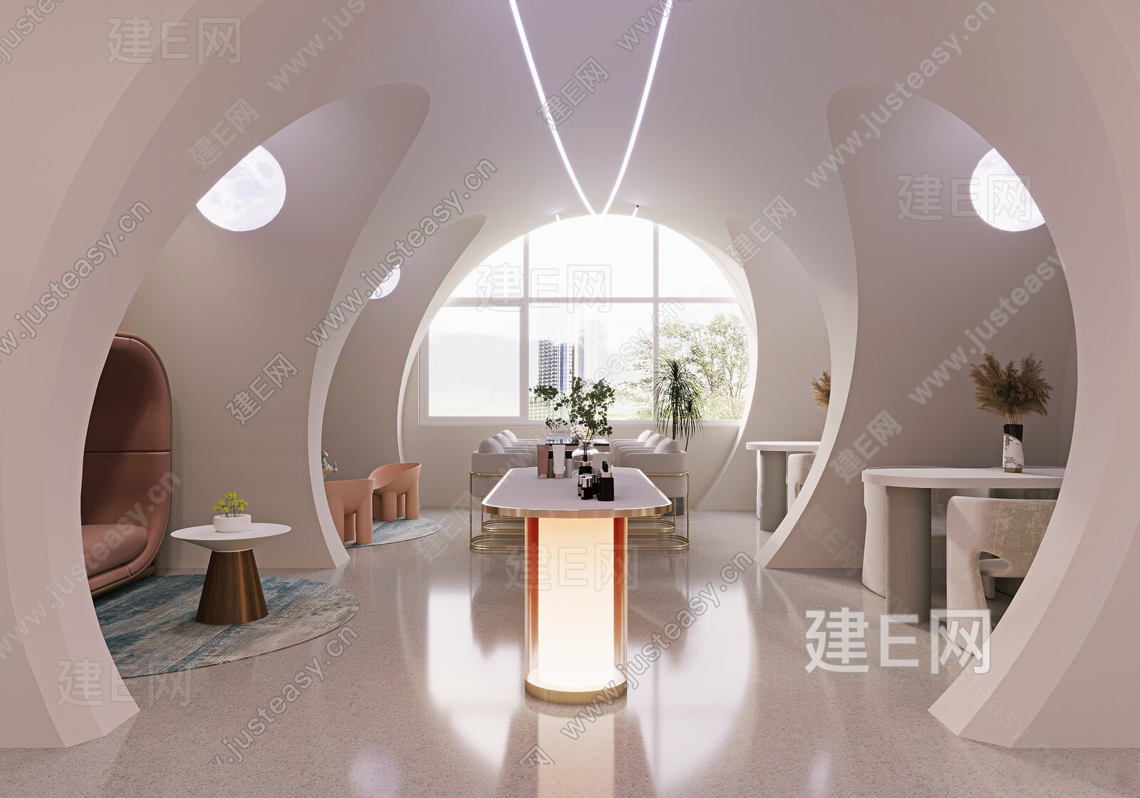 【现代网红美容店3d模型】建e网现代网红美容店3d模型下载 Id104681936 打造3d现代网红美容店模型免费下载平台