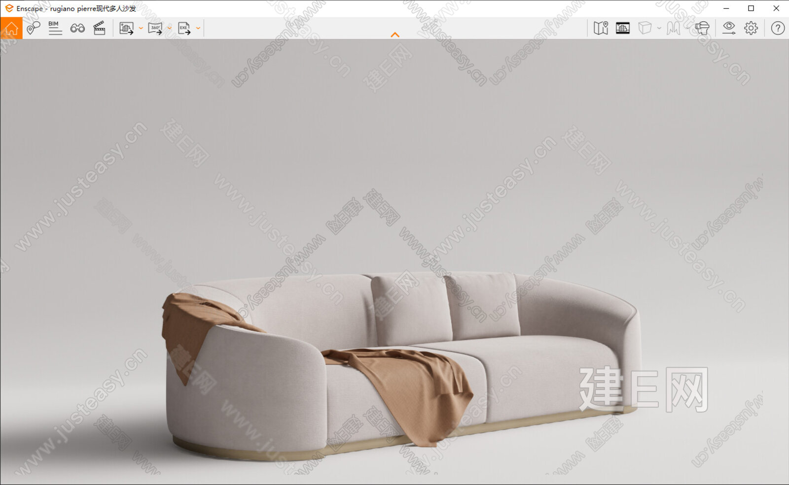 rugiano pierre现代多人沙发 布艺模型SU模型下载[ID:105268990]_建e网su模型