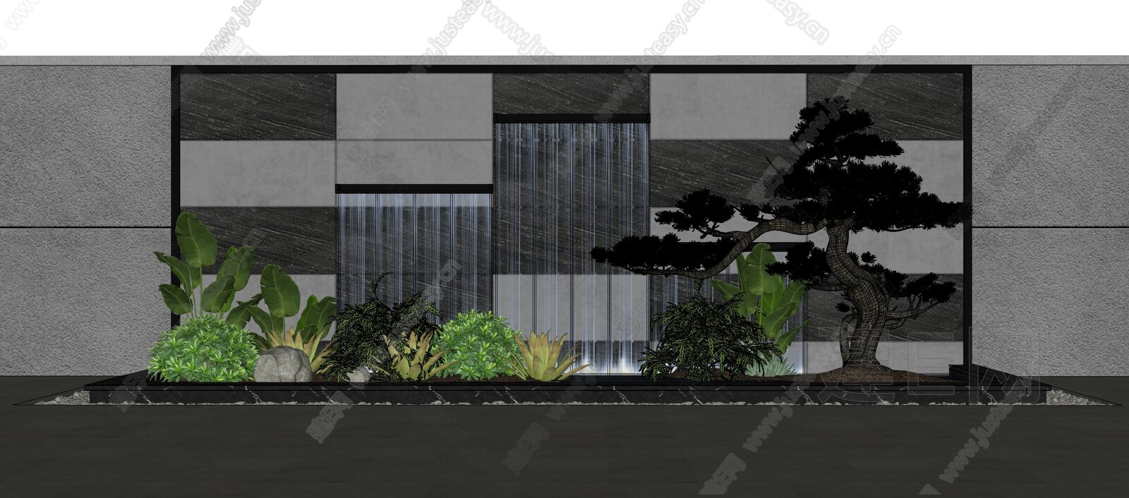 现代庭院景观小品模型SU模型下载[ID:107366061]_建E室内设计网