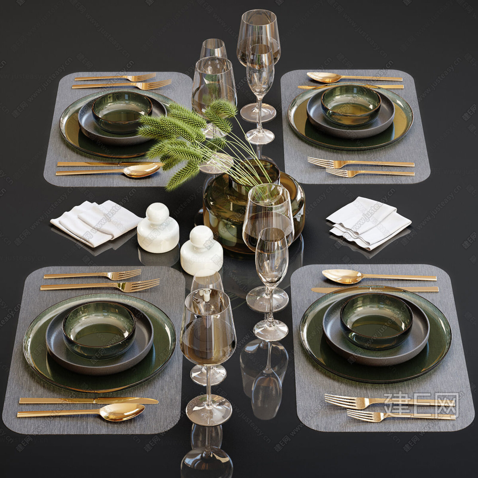 【Table setting 现代餐具D5模型】建e网_Table setting 现代餐具D5模型下载[ID:105660697]_打造 ...
