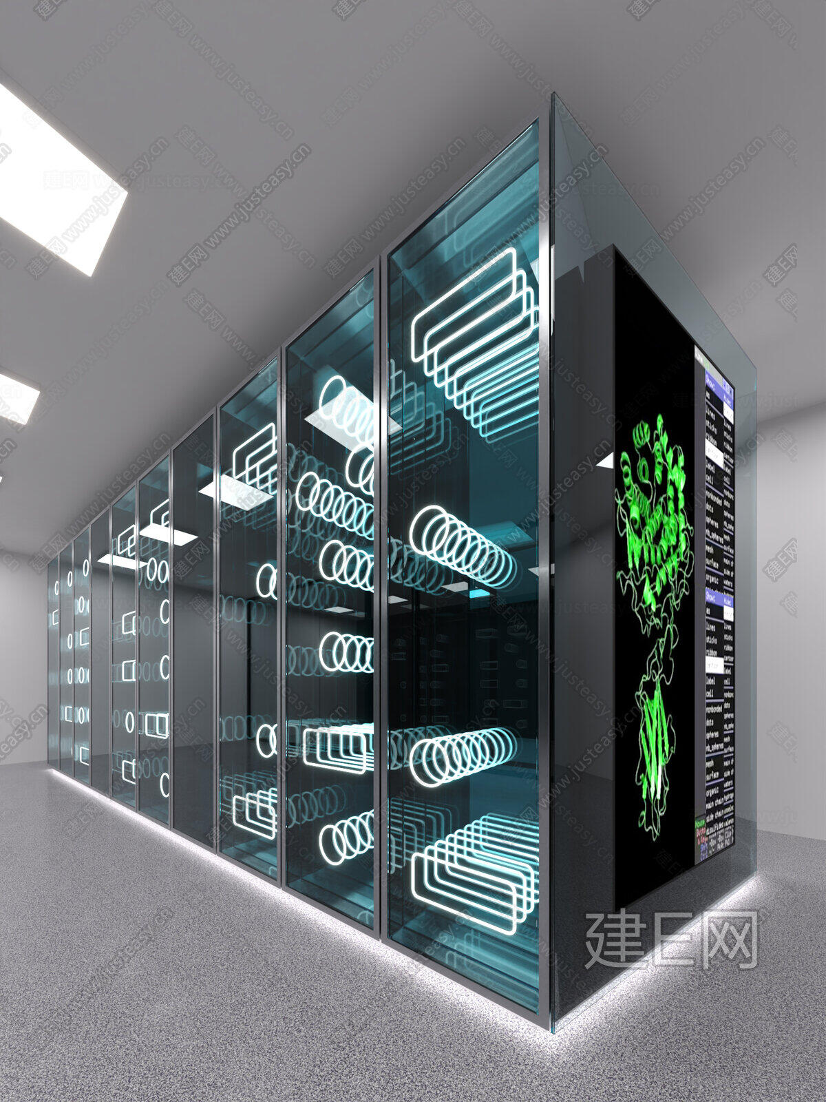 【现代科技感机房3d模型】建e网现代科技感机房3d模型下载 Id110711246 打造3d现代科技感机房模型免费下载平台
