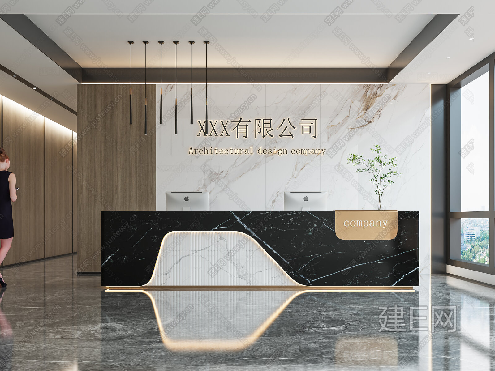【现代公司前台3d模型】建e网现代公司前台3d模型下载 Id107696376 打造3d现代公司前台模型免费下载平台