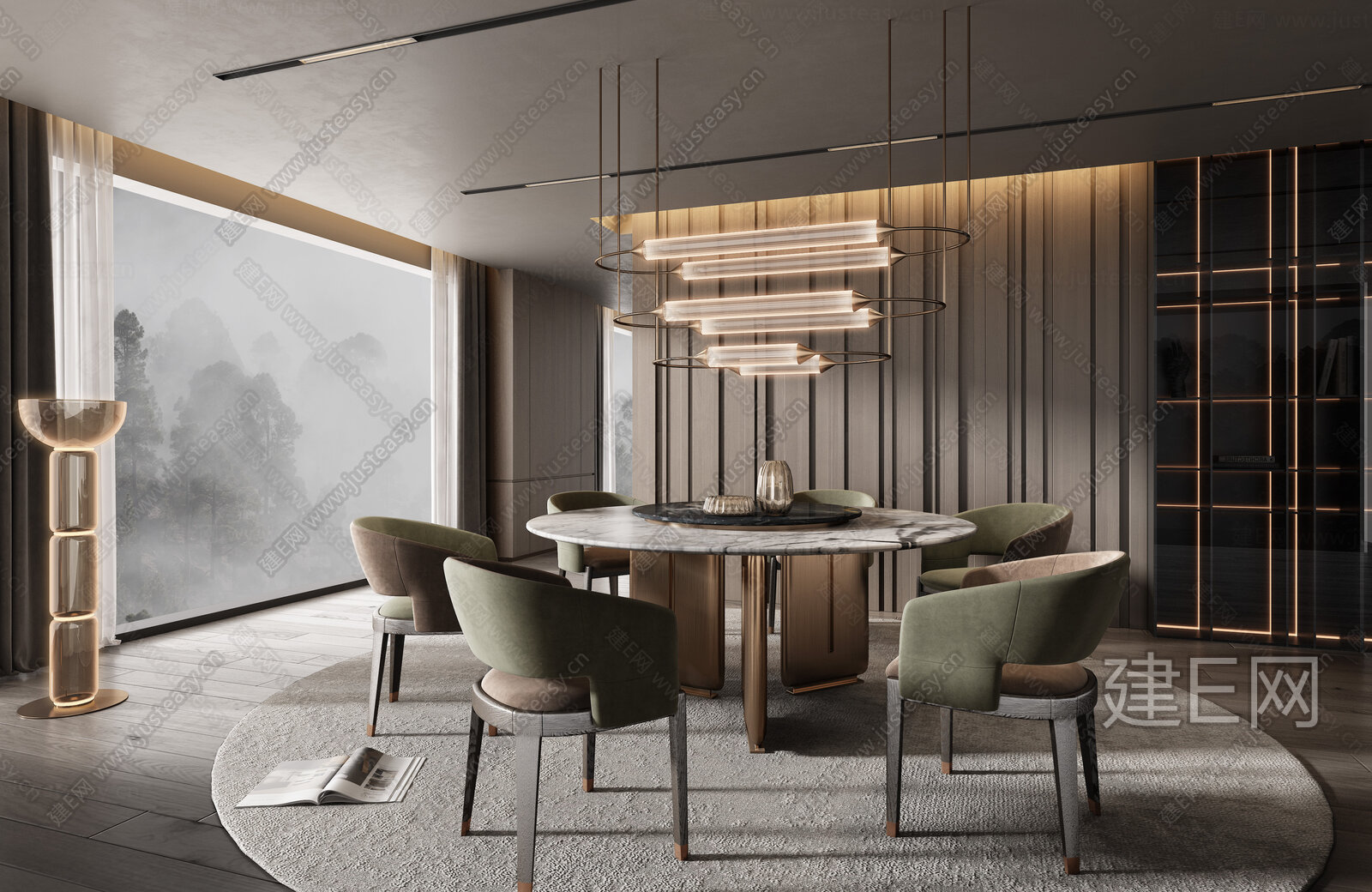 Minotti米洛提 现代餐厅模型SU模型下载[ID:104941970]_建E室内设计网