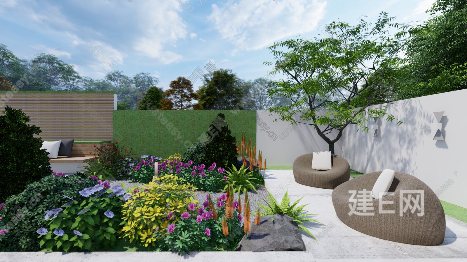 DRDS 现代庭院模型SU模型下载[ID:108677505]_建e网su模型