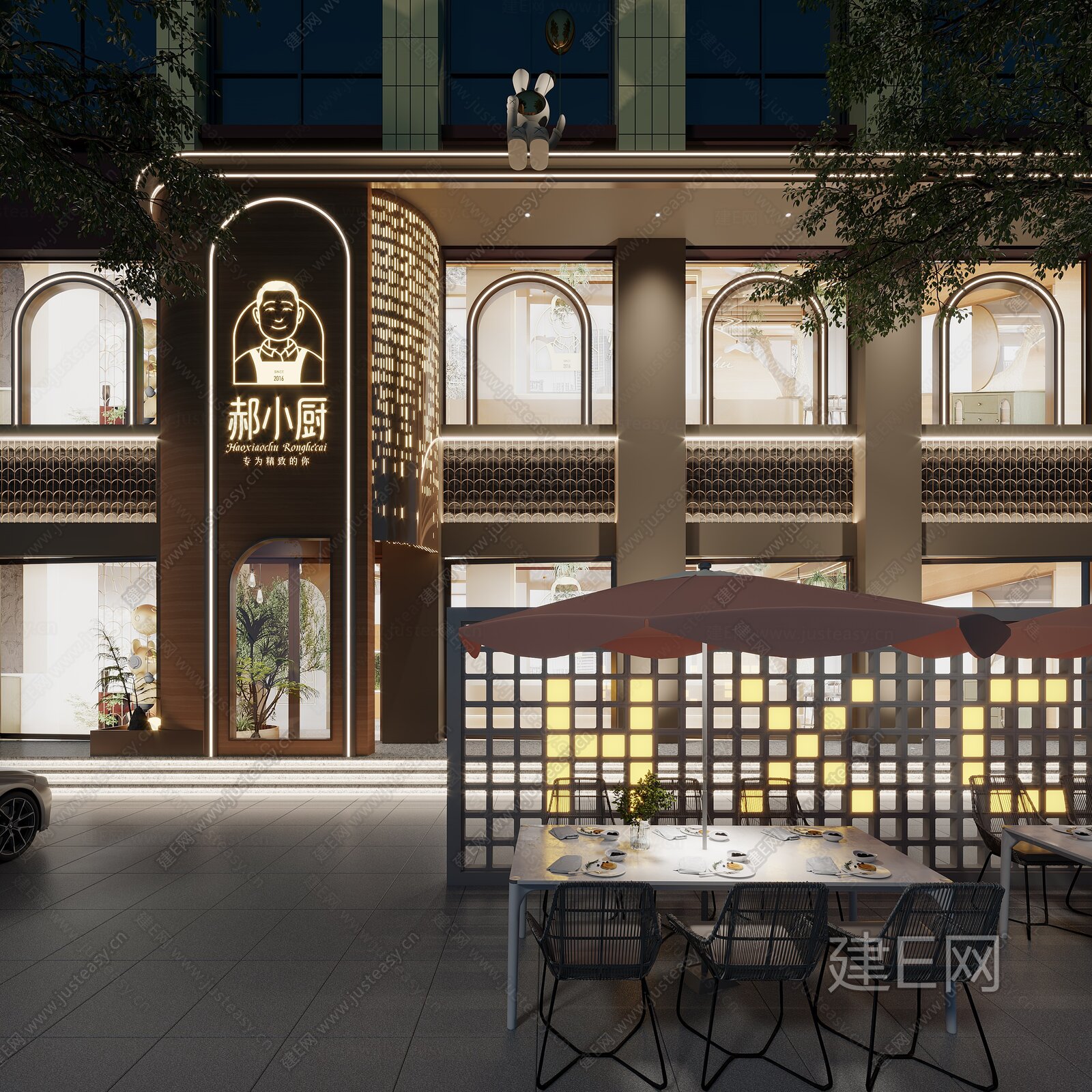 【现代餐饮门头外观3d模型】建e网现代餐饮门头外观3d模型下载 Id113528937 打造3d现代餐饮门头外观模型免费下载平台