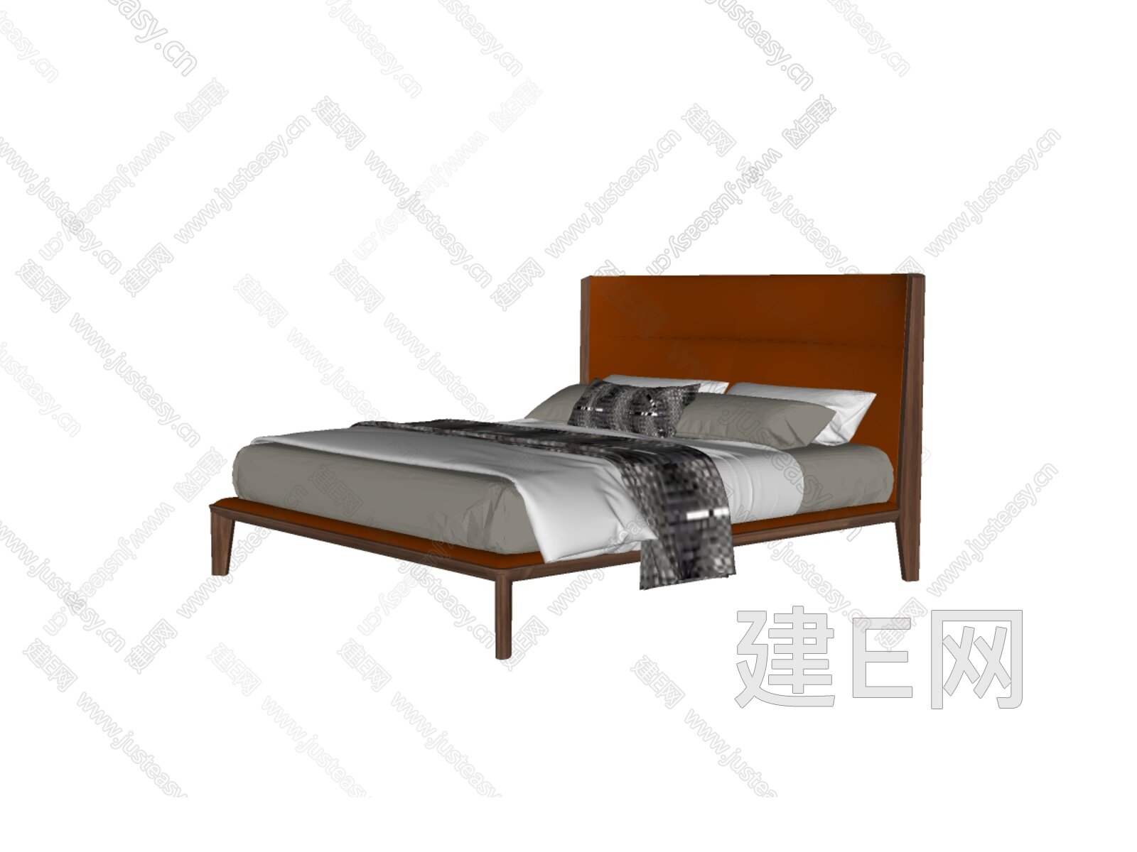 意大利 porada NYAN 现代双人床模型SU模型下载[ID:116607358]_建e网su模型