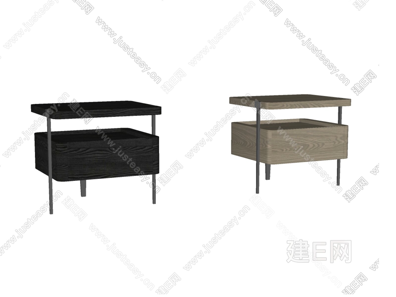 minotti 现代床头柜 实木模型SU模型下载[ID:109988144]_建e网su模型