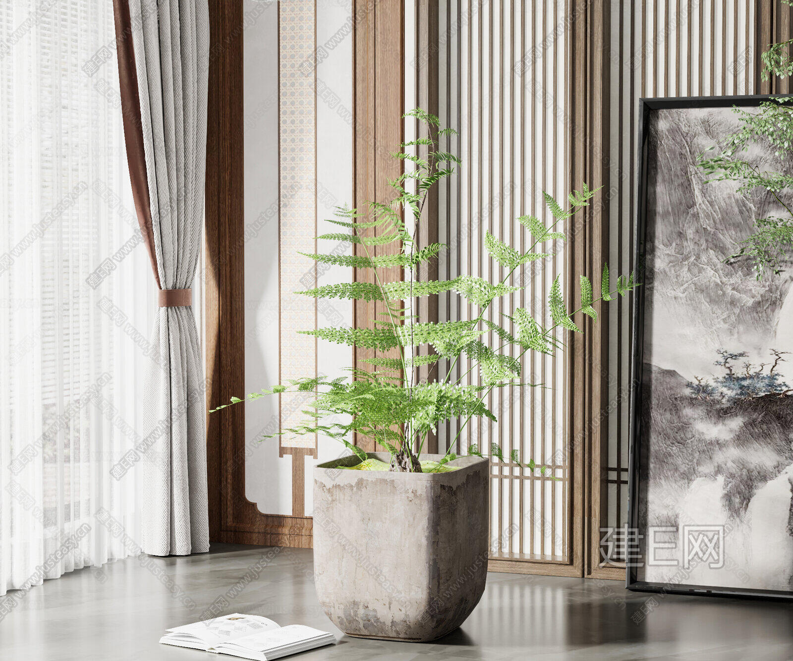 【新中式绿植盆栽3d模型】建e网新中式绿植盆栽3d模型下载 Id107303869 打造3d新中式绿植盆栽模型免费下载平台
