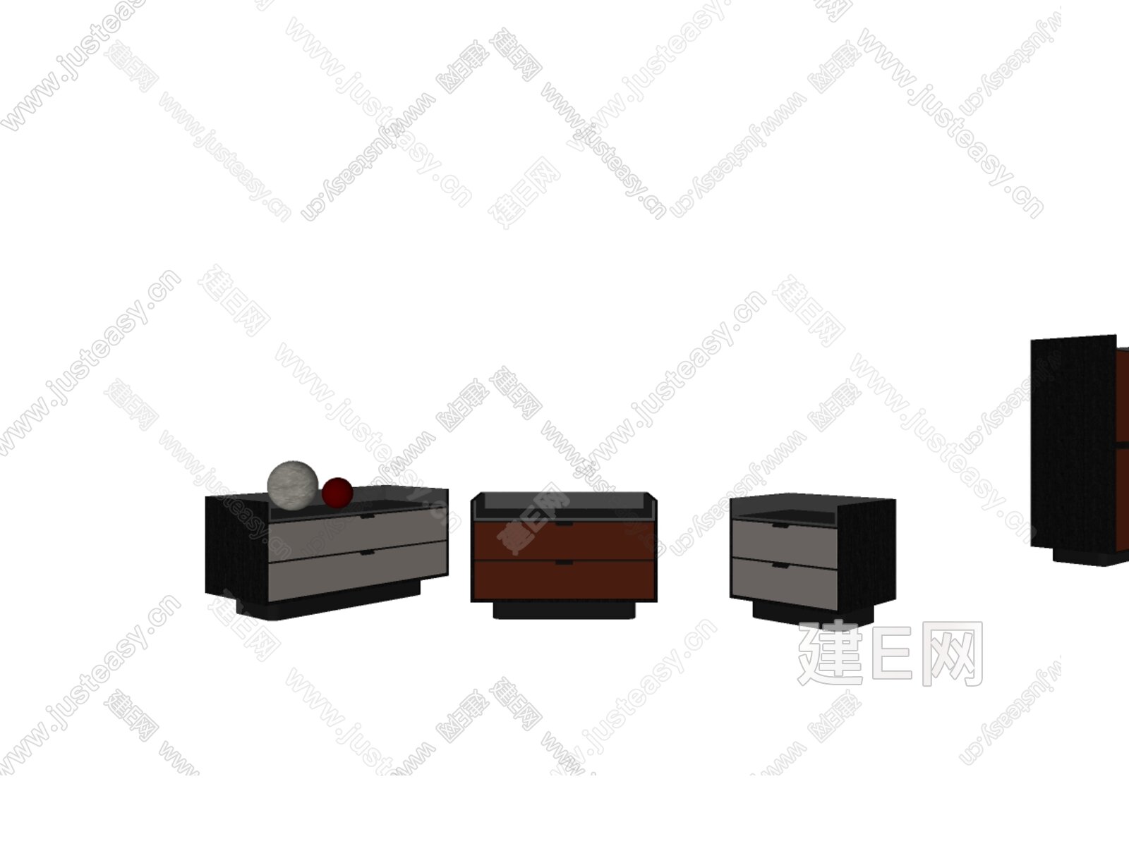 Minotti 现代床头柜模型SU模型下载[ID:111495224]_建e网su模型