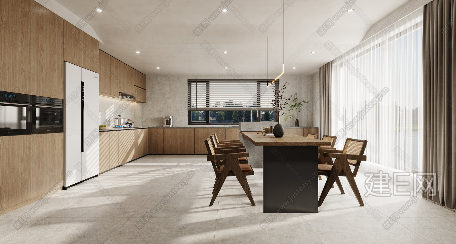 【现代开放式厨房3d模型】建e网现代开放式厨房3d模型下载 Id104420272 打造3d现代开放式厨房模型免费下载平台
