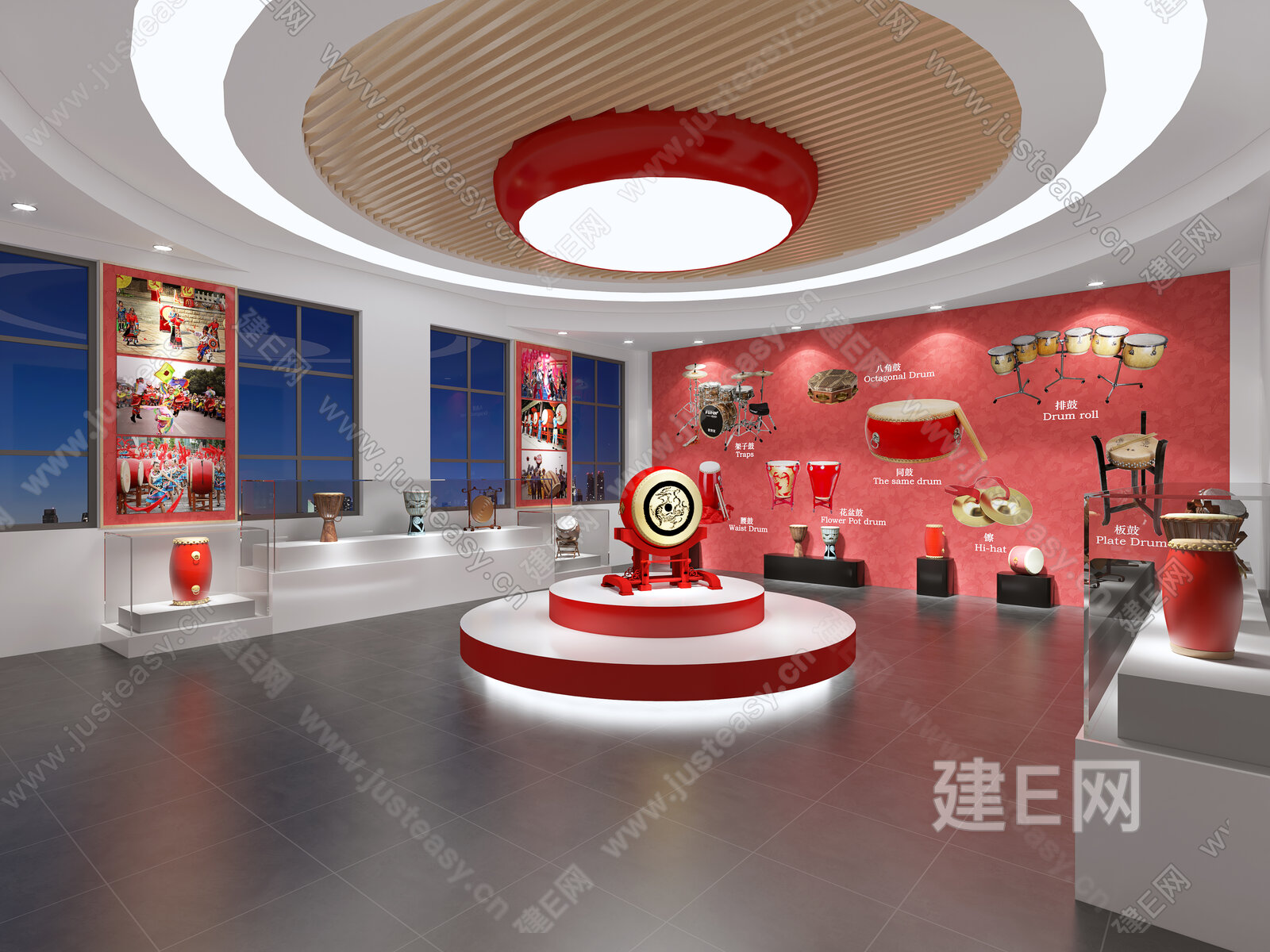 【现代鼓文化展厅3d模型】建e网现代鼓文化展厅3d模型下载 Id116151204 打造3d现代鼓文化展厅模型免费下载平台