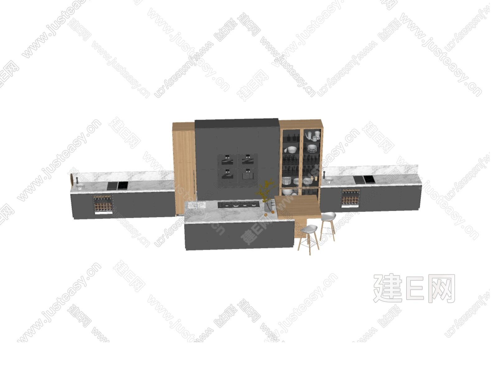 Piliform 现代橱柜模型SU模型下载[ID:102255605]_建e网su模型