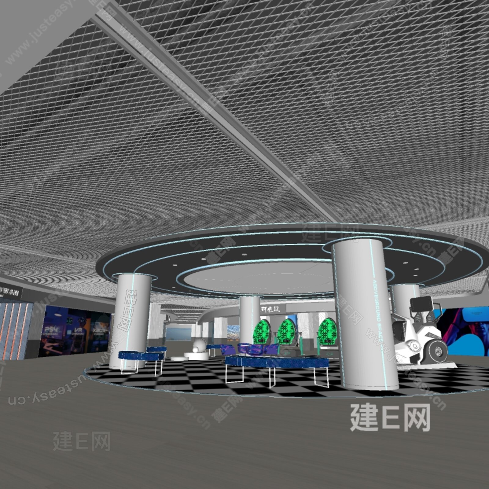 现代游戏体验区模型su模型下载[id 104418122] 建e网su模型