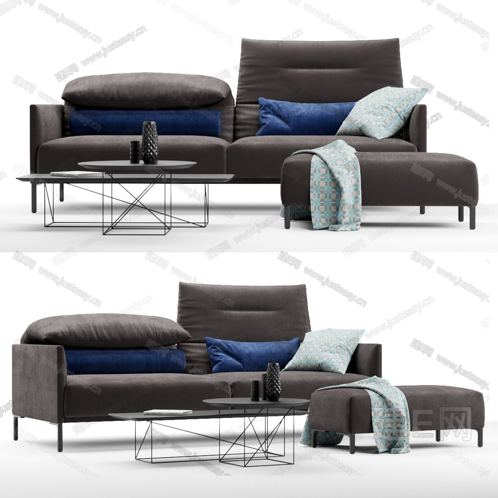 Avalanche Sofa 现代沙发茶几组合模型SU模型下载[ID:114379526]_建e网su模型