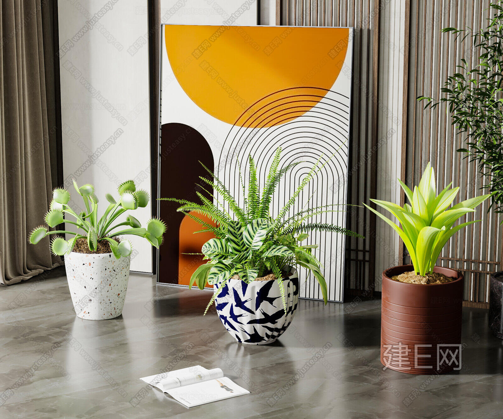 【现代绿植盆栽组合3d模型】建e网现代绿植盆栽组合3d模型下载 Id107172704 打造3d现代绿植盆栽组合模型免费下载平台
