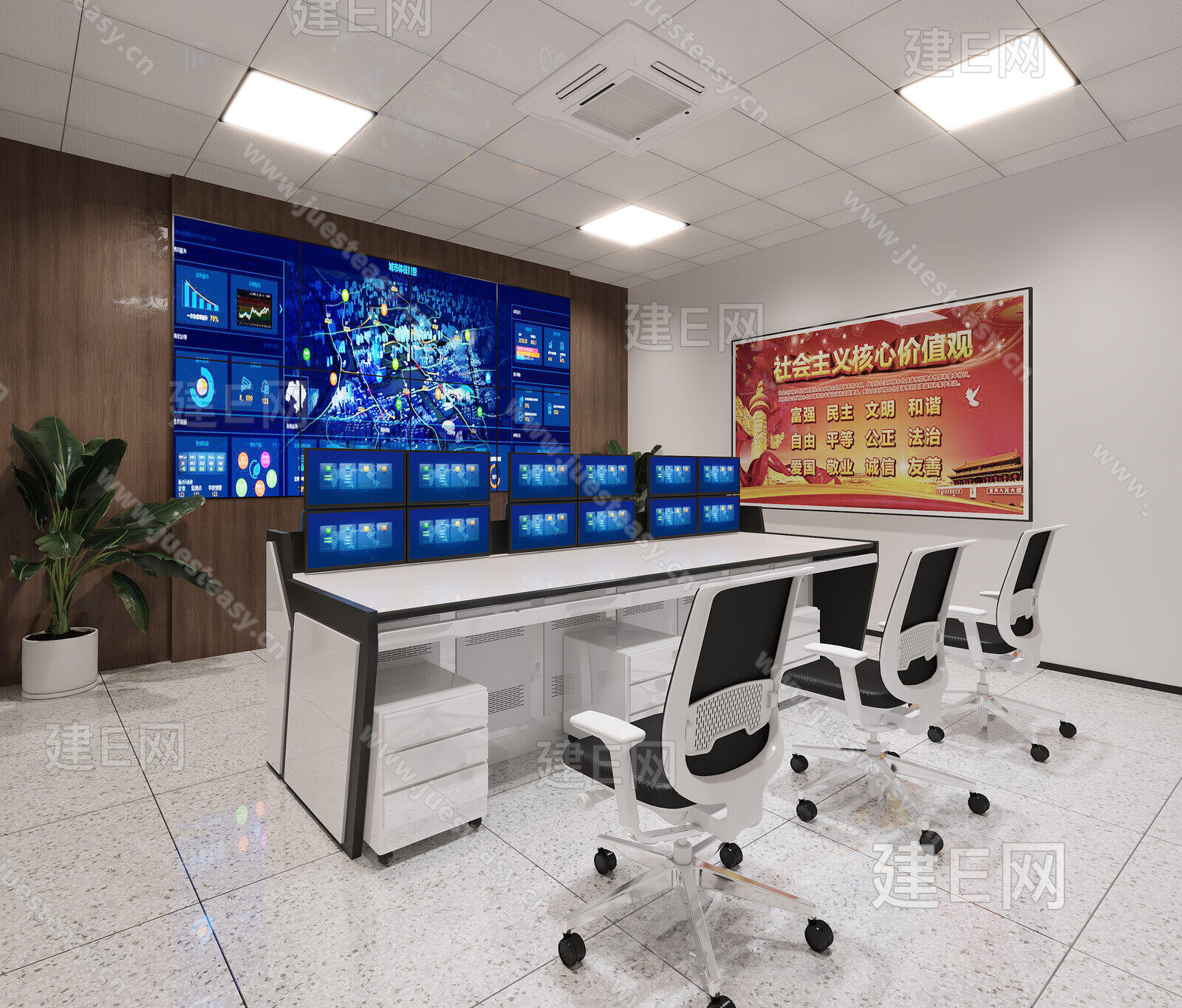 【现代监控室3d模型】建e网现代监控室3d模型下载 Id111104846 打造3d现代监控室模型免费下载平台