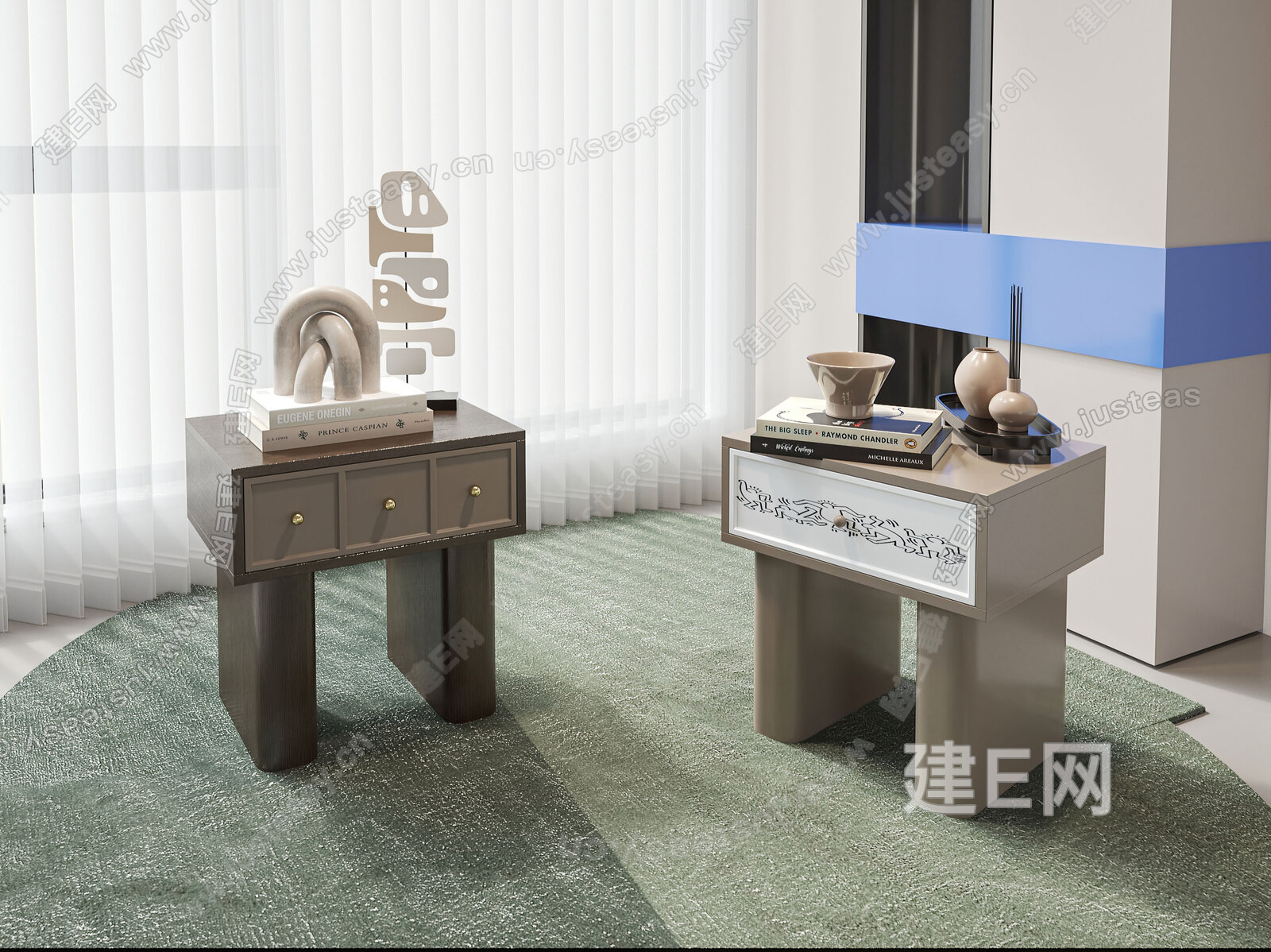 Minotti 现代床头柜模型SU模型下载[ID:116083500]_建e网su模型