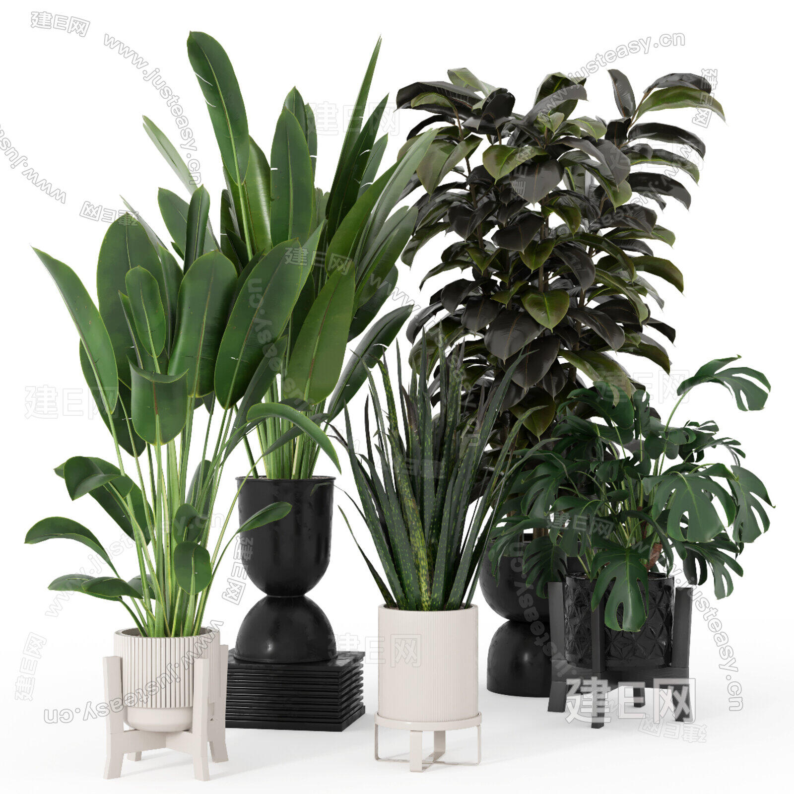 【现代绿植盆栽组合3d模型】建e网现代绿植盆栽组合3d模型下载 Id105403045 打造3d现代绿植盆栽组合模型免费下载平台