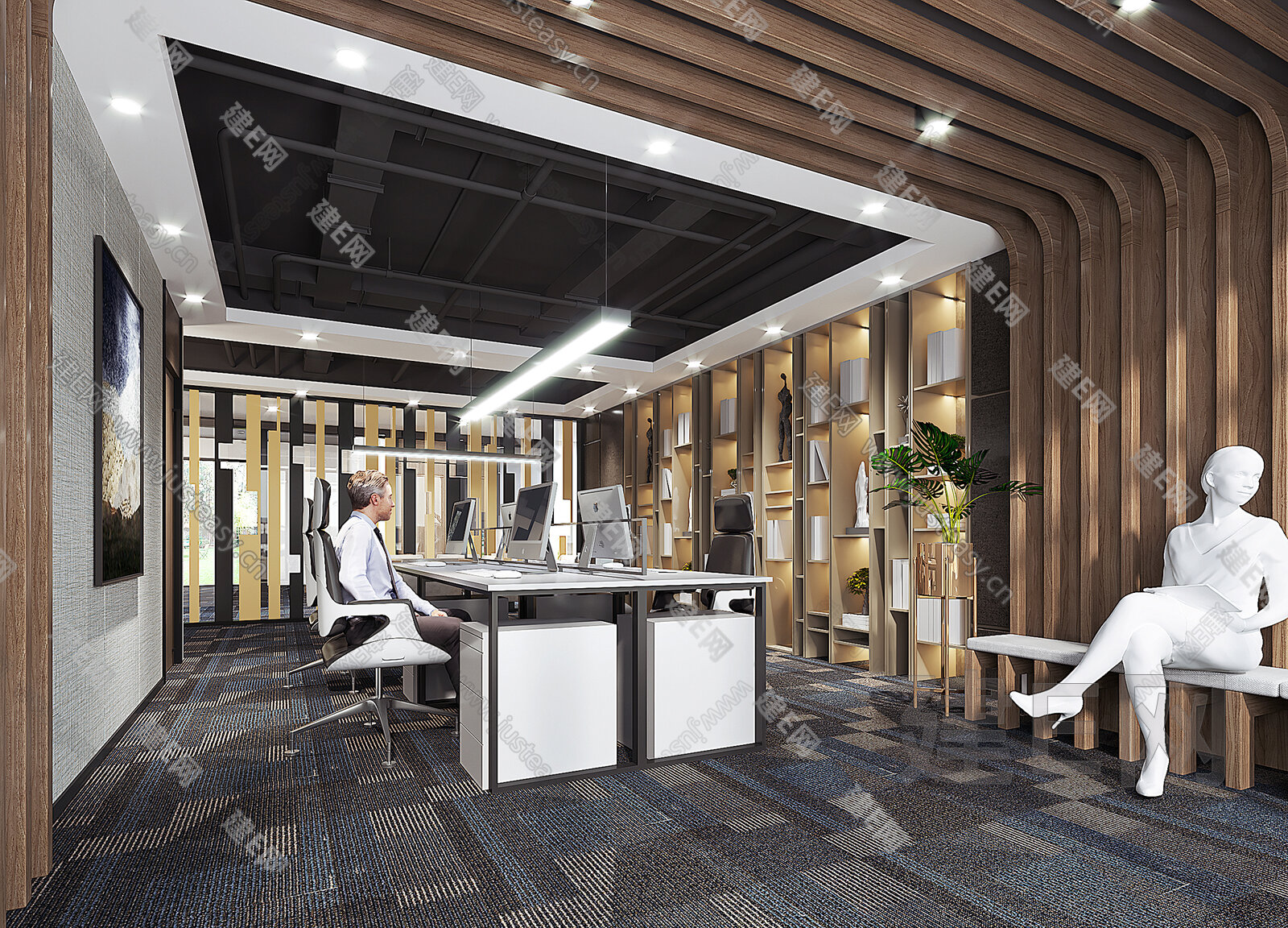 【现代公共办公区3d模型】建e网现代公共办公区3d模型下载 Id107893477 打造3d现代公共办公区模型免费下载平台