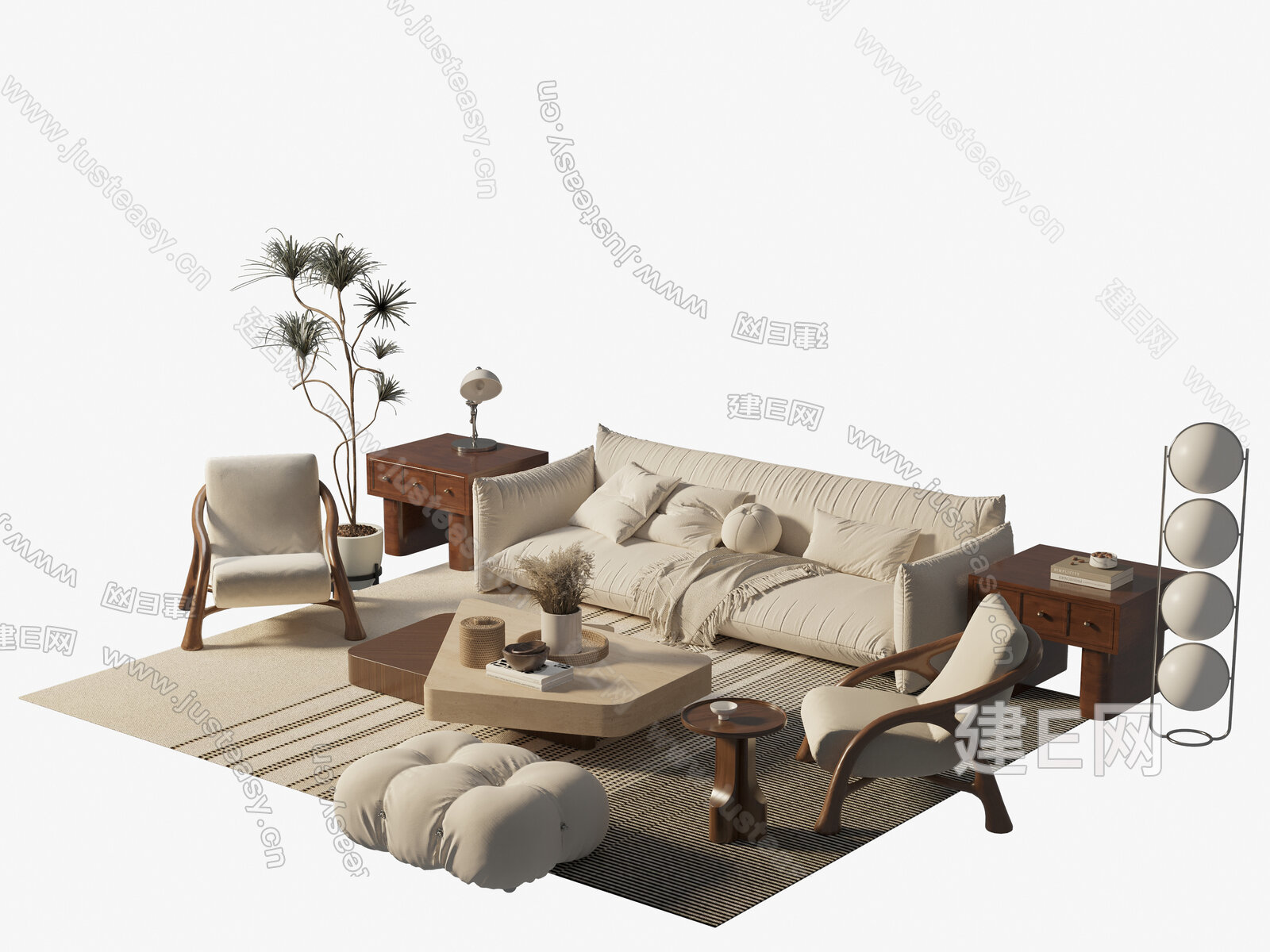 【侘寂风沙发组合3d模型】建e网侘寂风沙发组合3d模型下载 Id108614388 打造3d侘寂风沙发组合模型免费下载平台