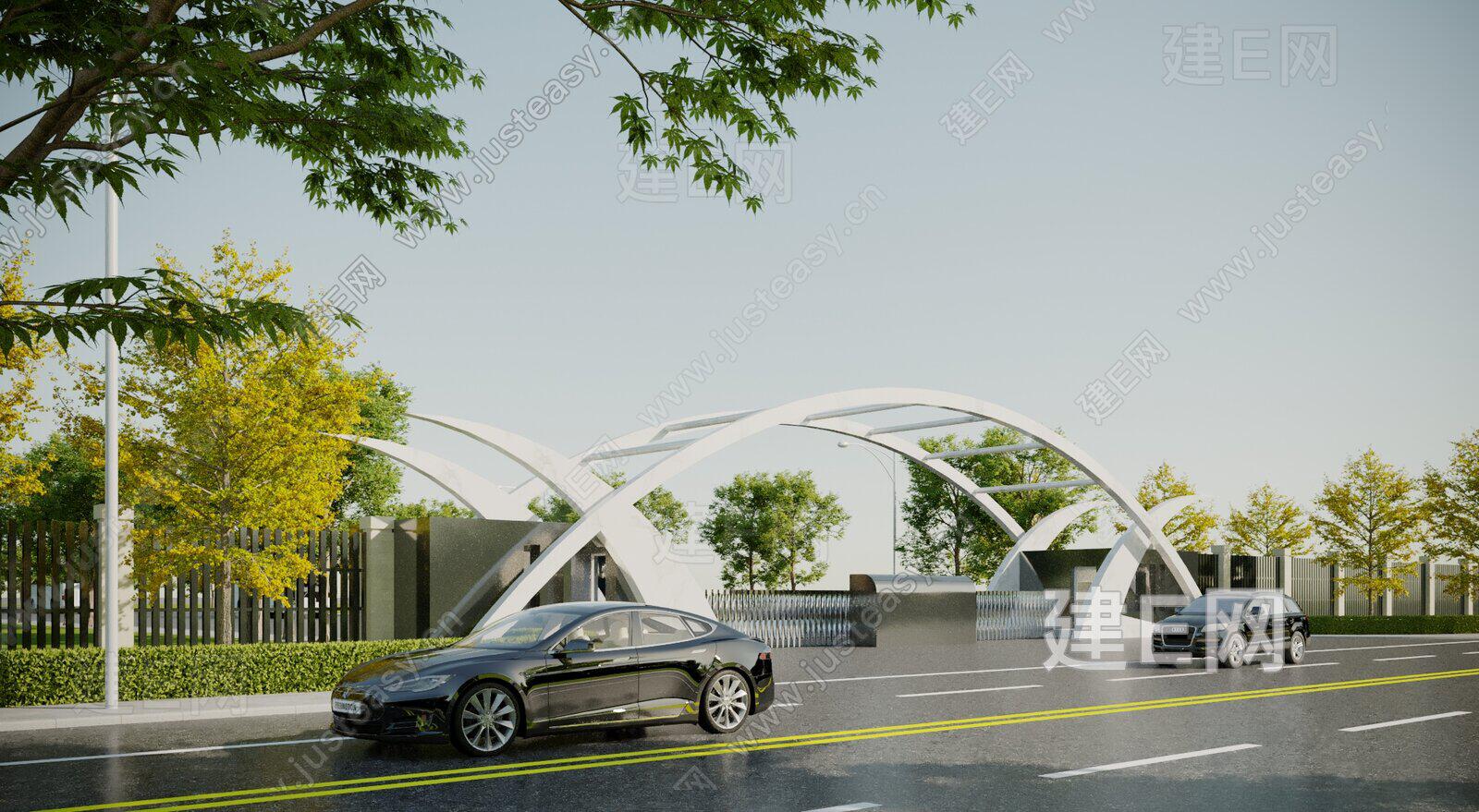 【现代大门入口3d模型】建e网现代大门入口3d模型下载 Id101405258 打造3d现代大门入口模型免费下载平台