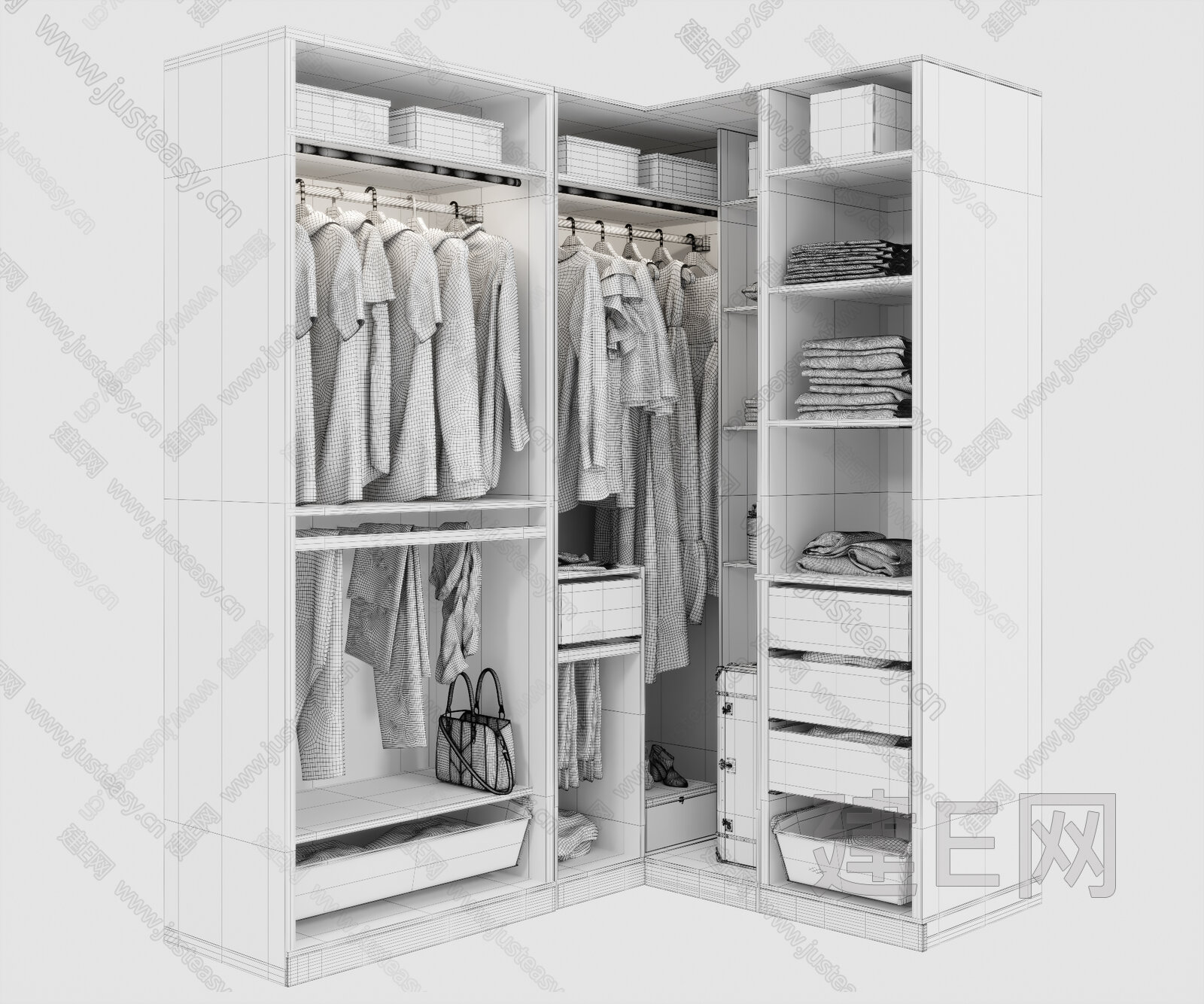 【现代衣柜3d模型】建e网现代衣柜3d模型下载 Id103961324 打造3d现代衣柜模型免费下载平台