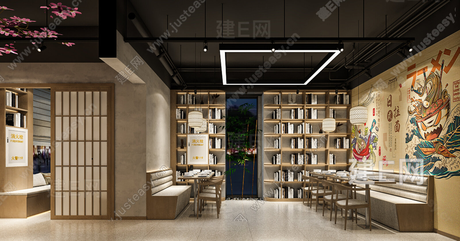 【日式拉面馆3d模型】建e网日式拉面馆3d模型下载 Id116609619 打造3d日式拉面馆模型免费下载平台
