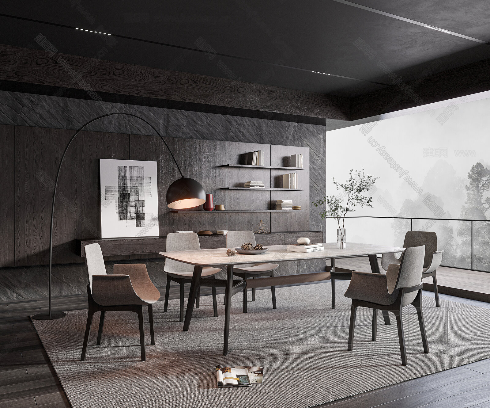 Poliform 现代餐桌椅组合模型SU模型下载[ID:116542120]_建E室内设计网