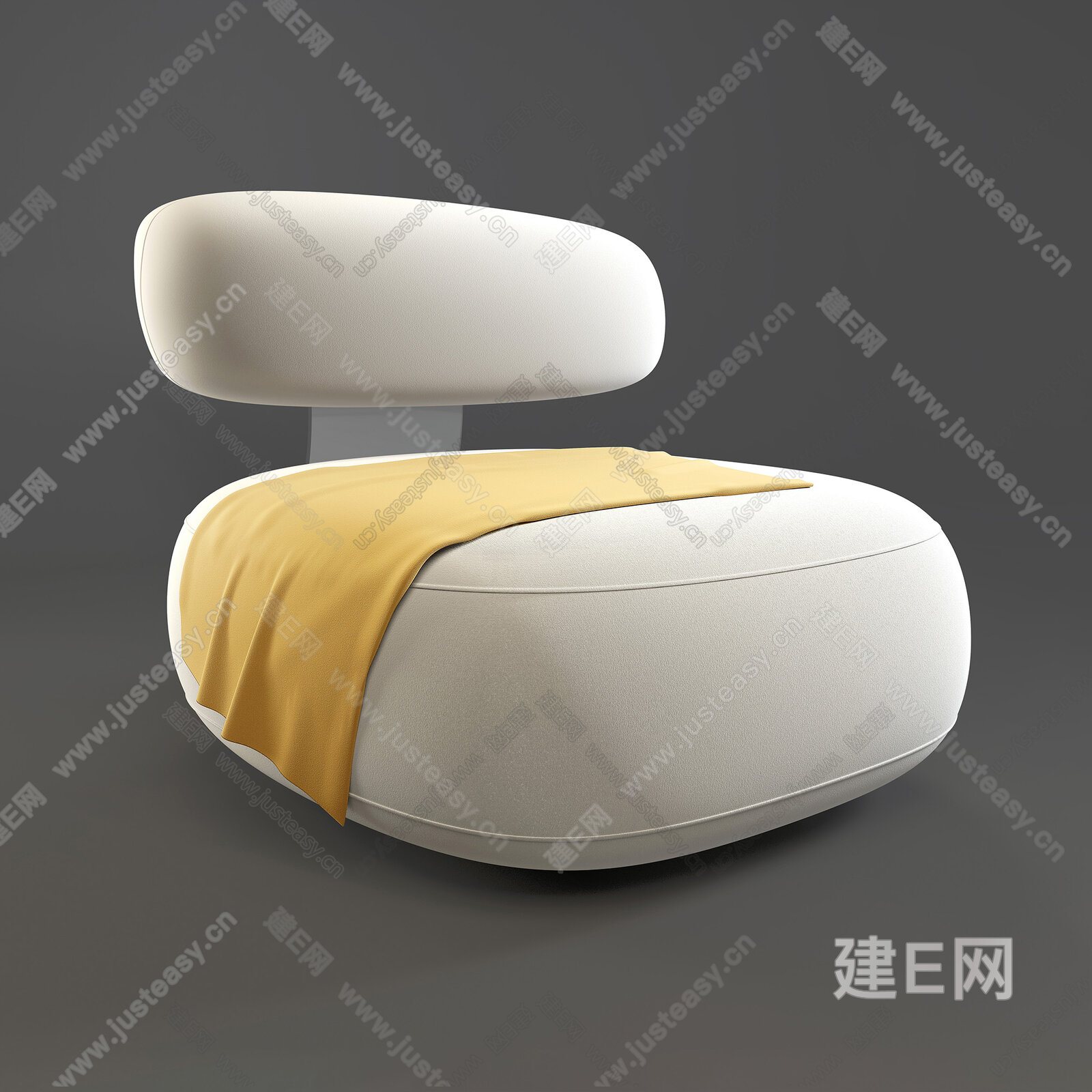 BOUNCE SOFA 现代单人沙发 布艺模型SU模型下载[ID:109726253]_建e网su模型