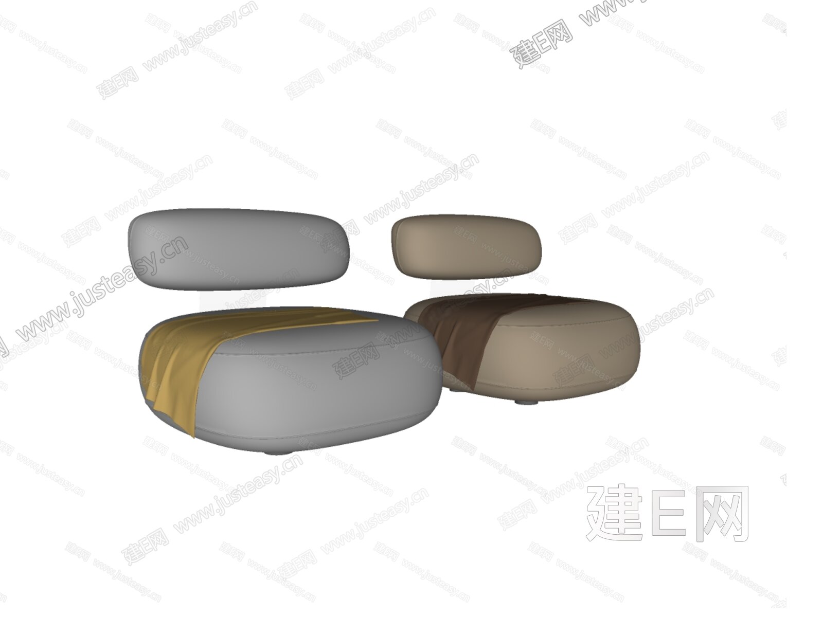 BOUNCE SOFA 现代单人沙发 布艺模型SU模型下载[ID:109726253]_建e网su模型