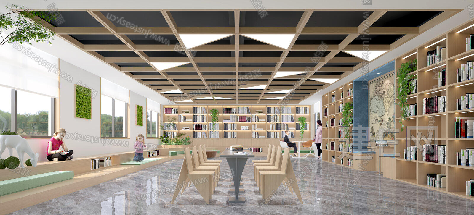 【现代图书馆3d模型】建e网现代图书馆3d模型下载 Id104879413 打造3d现代图书馆模型免费下载平台
