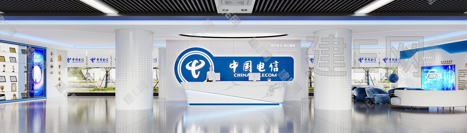 【现代电信营业厅3d模型】建e网现代电信营业厅3d模型下载 Id106386746 打造3d现代电信营业厅模型免费下载平台