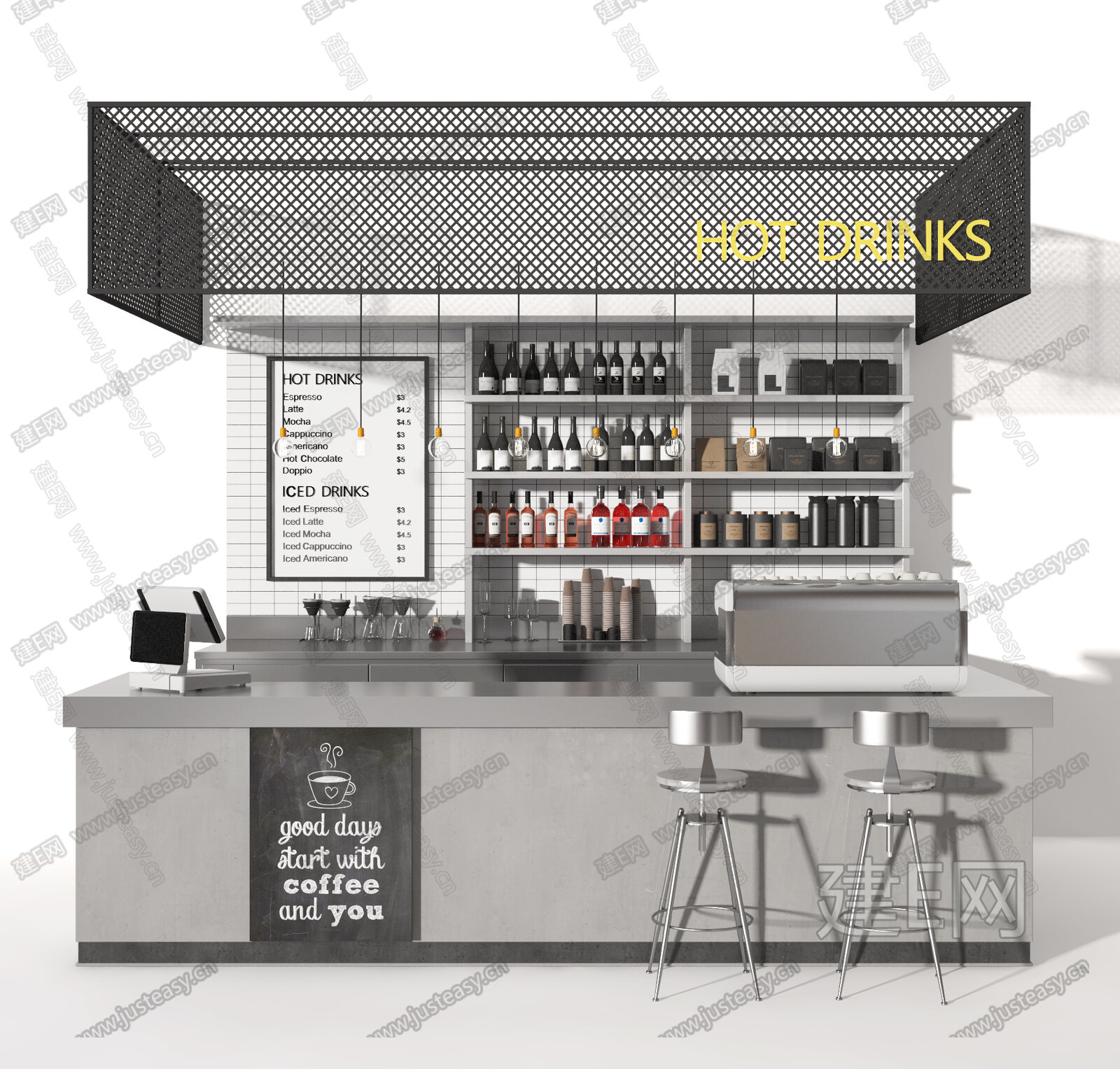 【现代咖啡吧台3d模型】建e网现代咖啡吧台3d模型下载 Id108090638 打造3d现代咖啡吧台模型免费下载平台