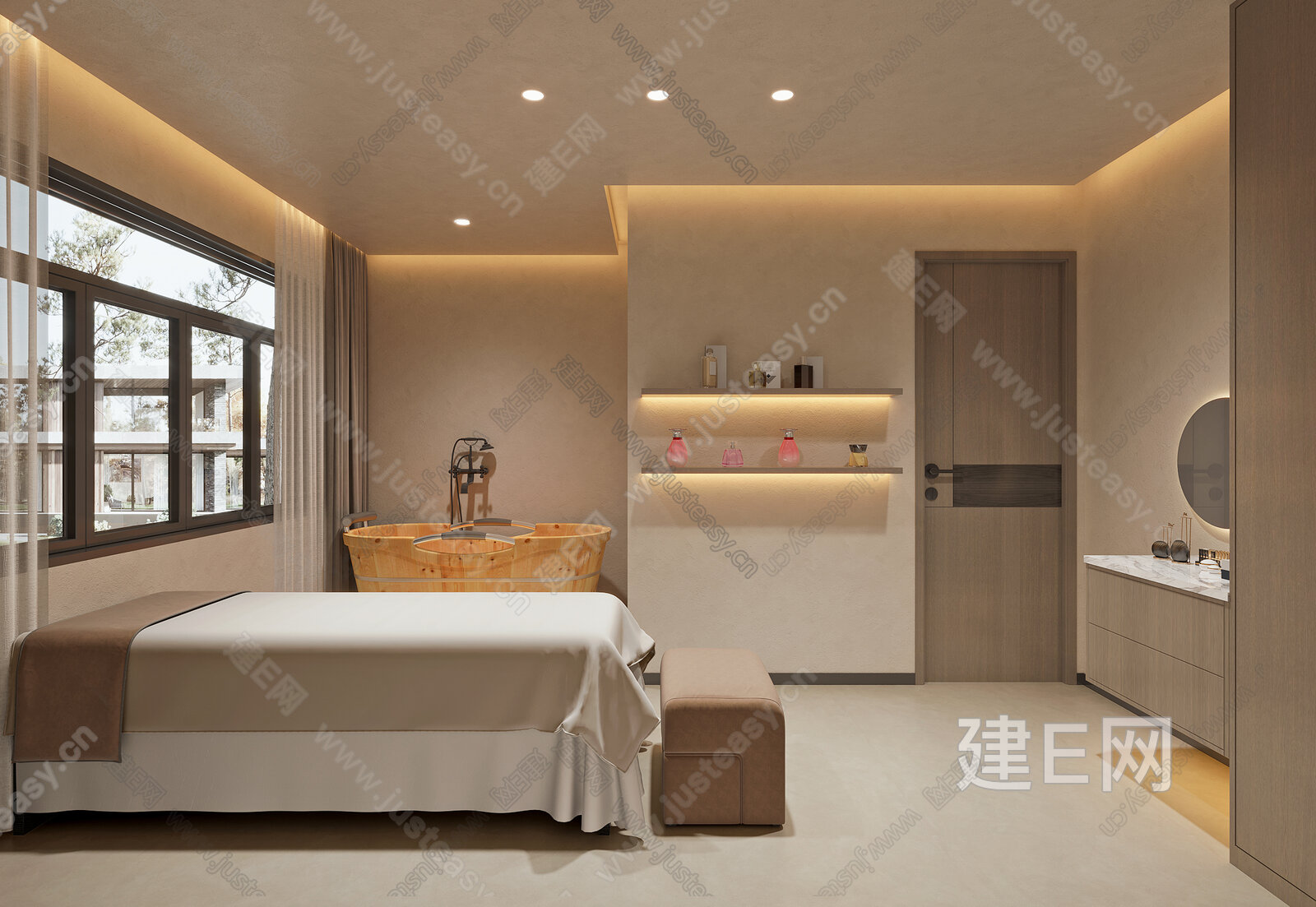 【侘寂风美容院spa包房3d模型】建e网侘寂风美容院spa包房3d模型下载 Id108090661 打造3d侘寂风美容院spa包房模型