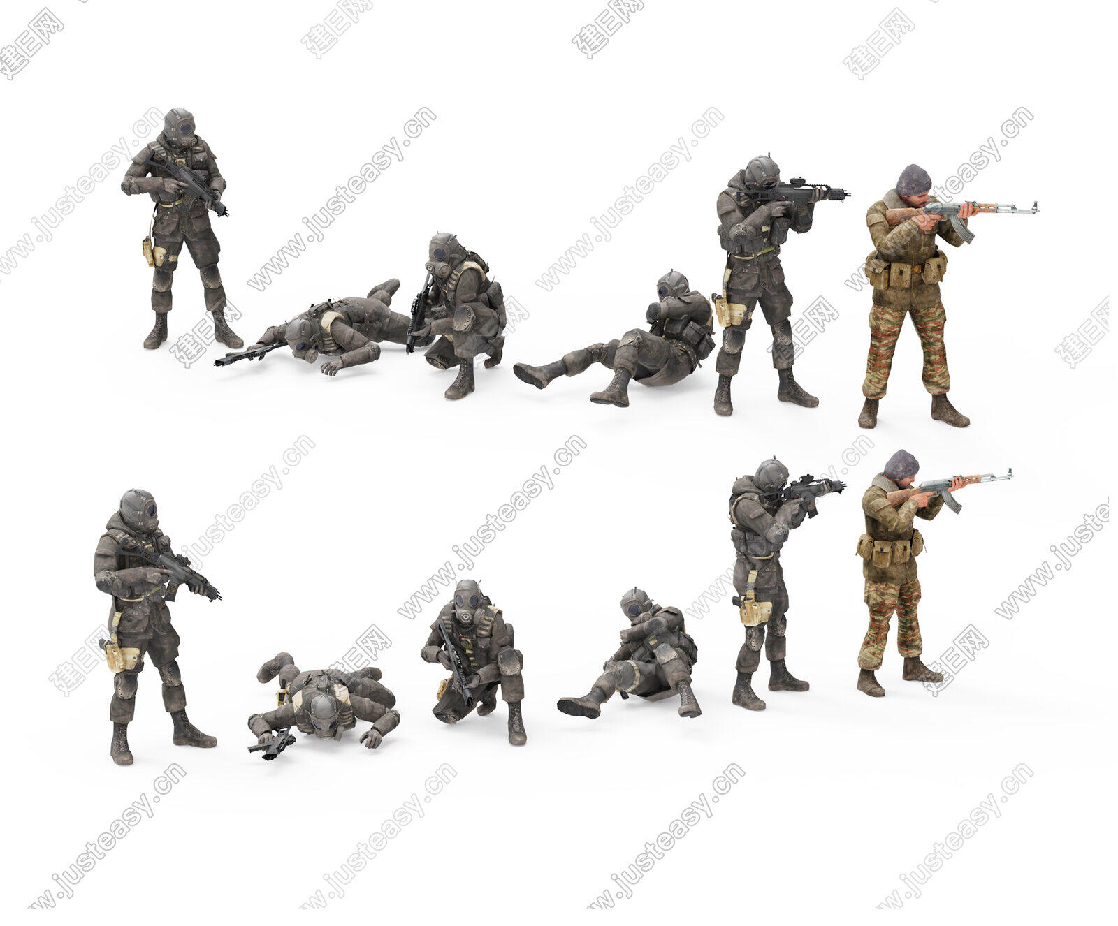 【现代兵人模型组合3d模型】建e网现代兵人模型组合3d模型下载 Id103241039 打造3d现代兵人模型组合模型免费下载平台