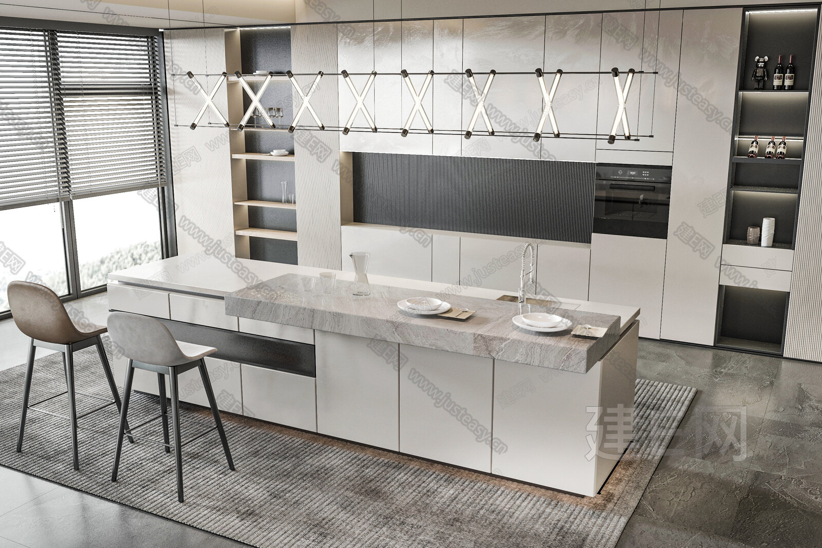 【现代中岛台3d模型】建e网现代中岛台3d模型下载 Id103765438 打造3d现代中岛台模型免费下载平台