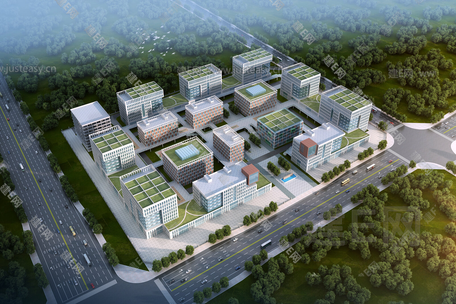 【现代办公楼产业园3d模型】建e网现代办公楼产业园3d模型下载 Id104224204 打造3d现代办公楼产业园模型免费下载平台